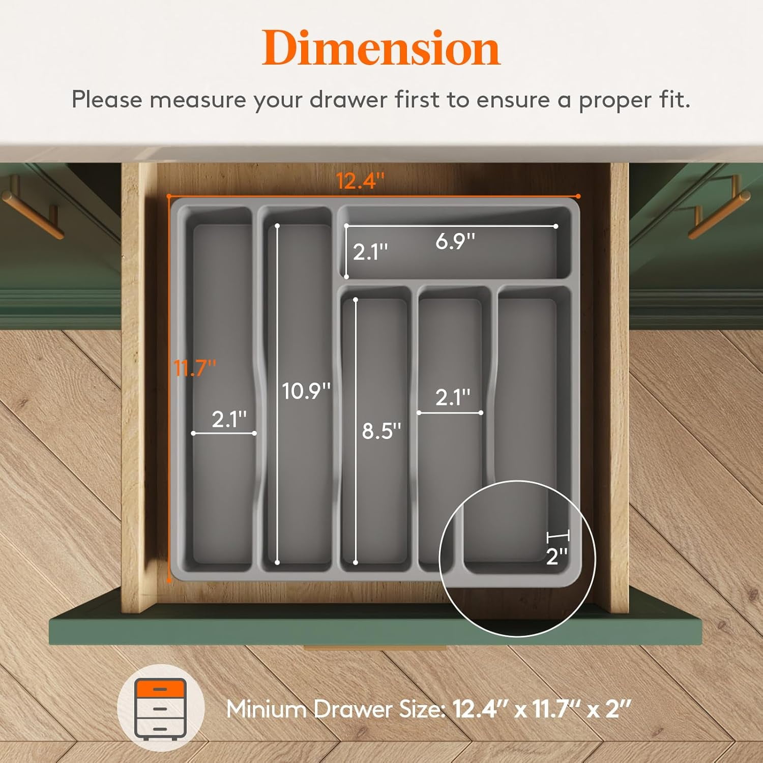 SLFR-Silverware Drawer Organizer Tray, Plastic Cutlery Storage for ...