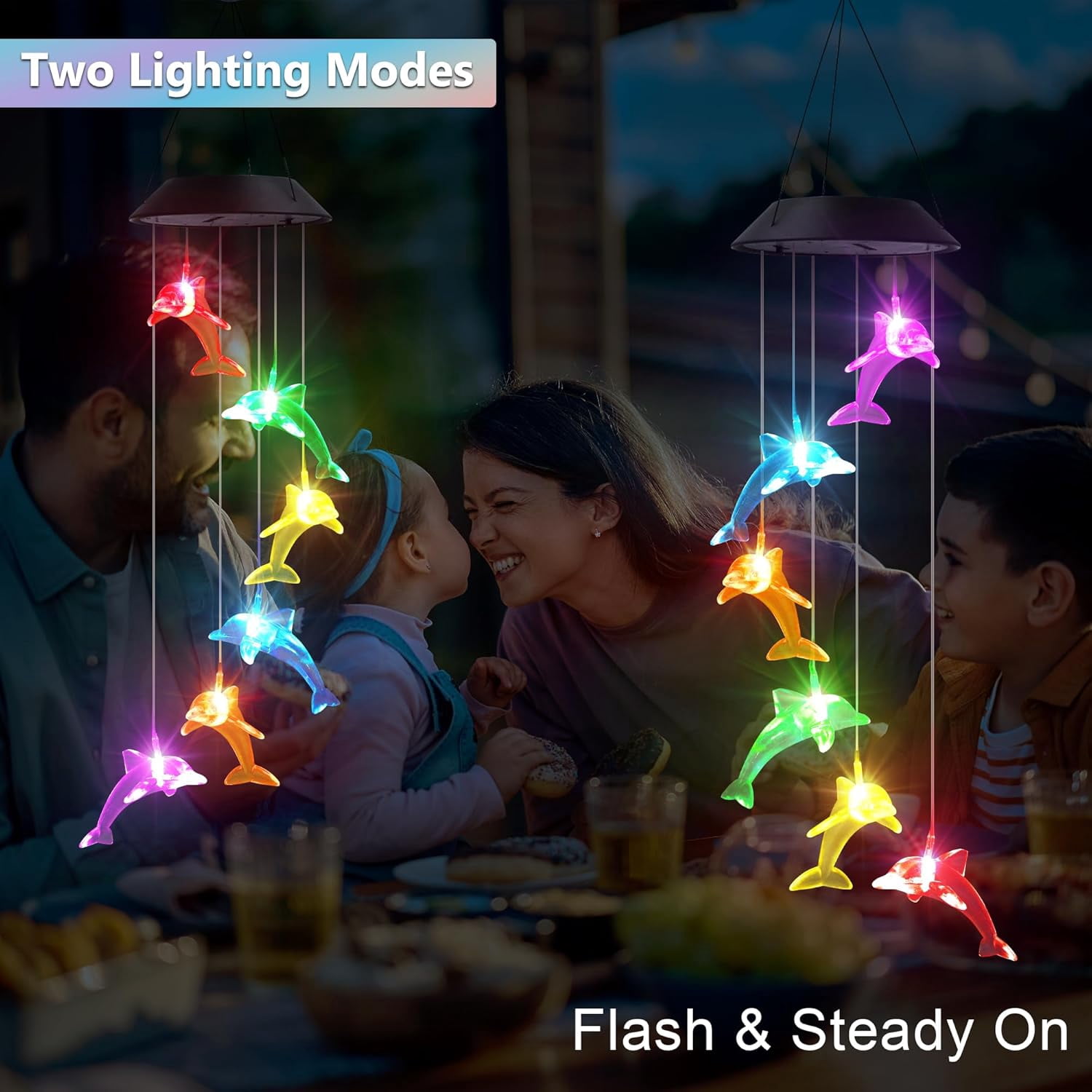 SLFR-Solar Dolphin Gift for Mom Grandma Girls, Color Changing Wind ...