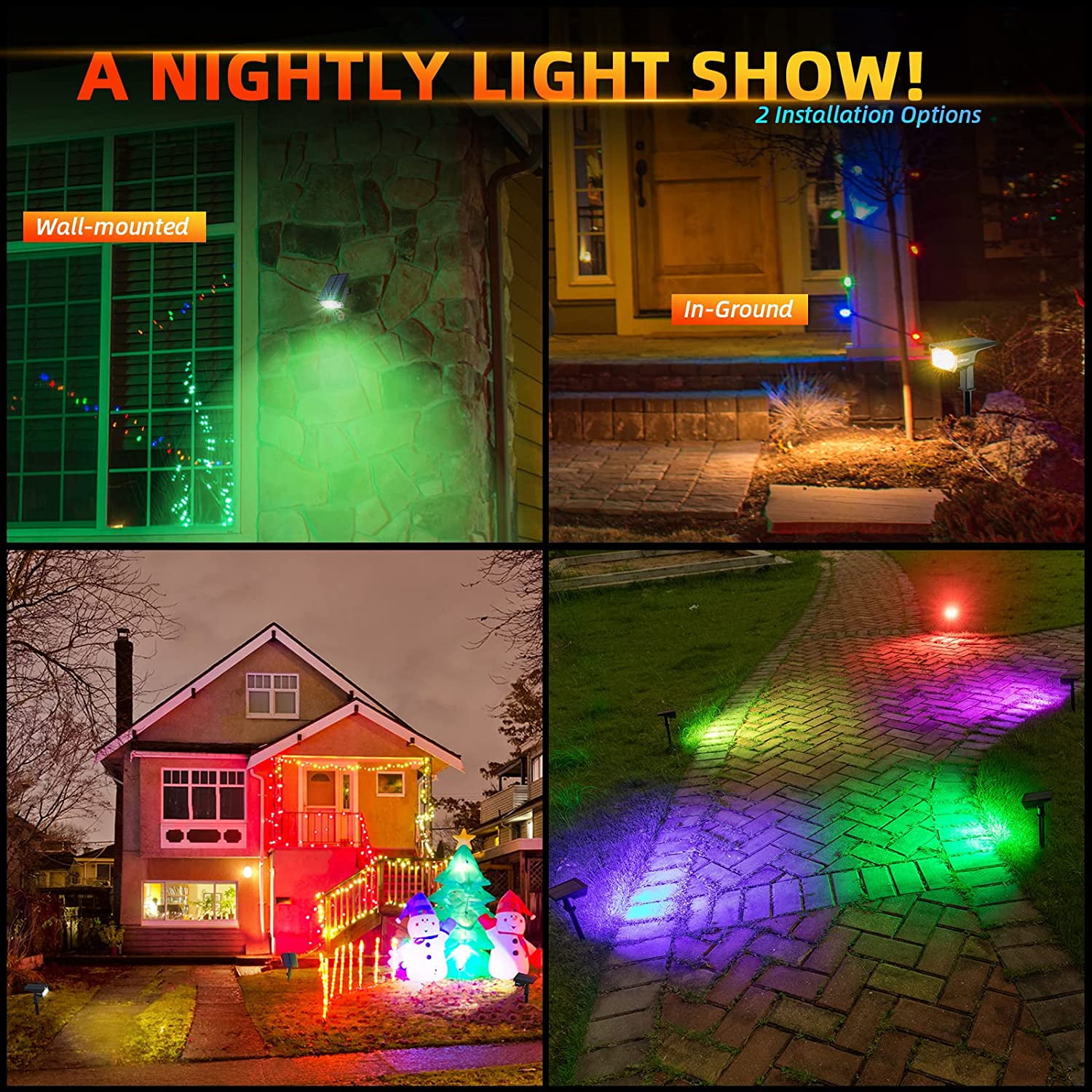SLFR-Solar Outdoor,40 LEDs Color Changing RGB Solar Landscape Path ...