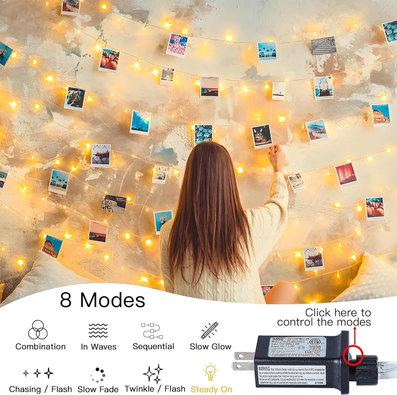 SLFR-String Lights Indoor Bedroom, 100 LED 33FT Fairy String Lights ...