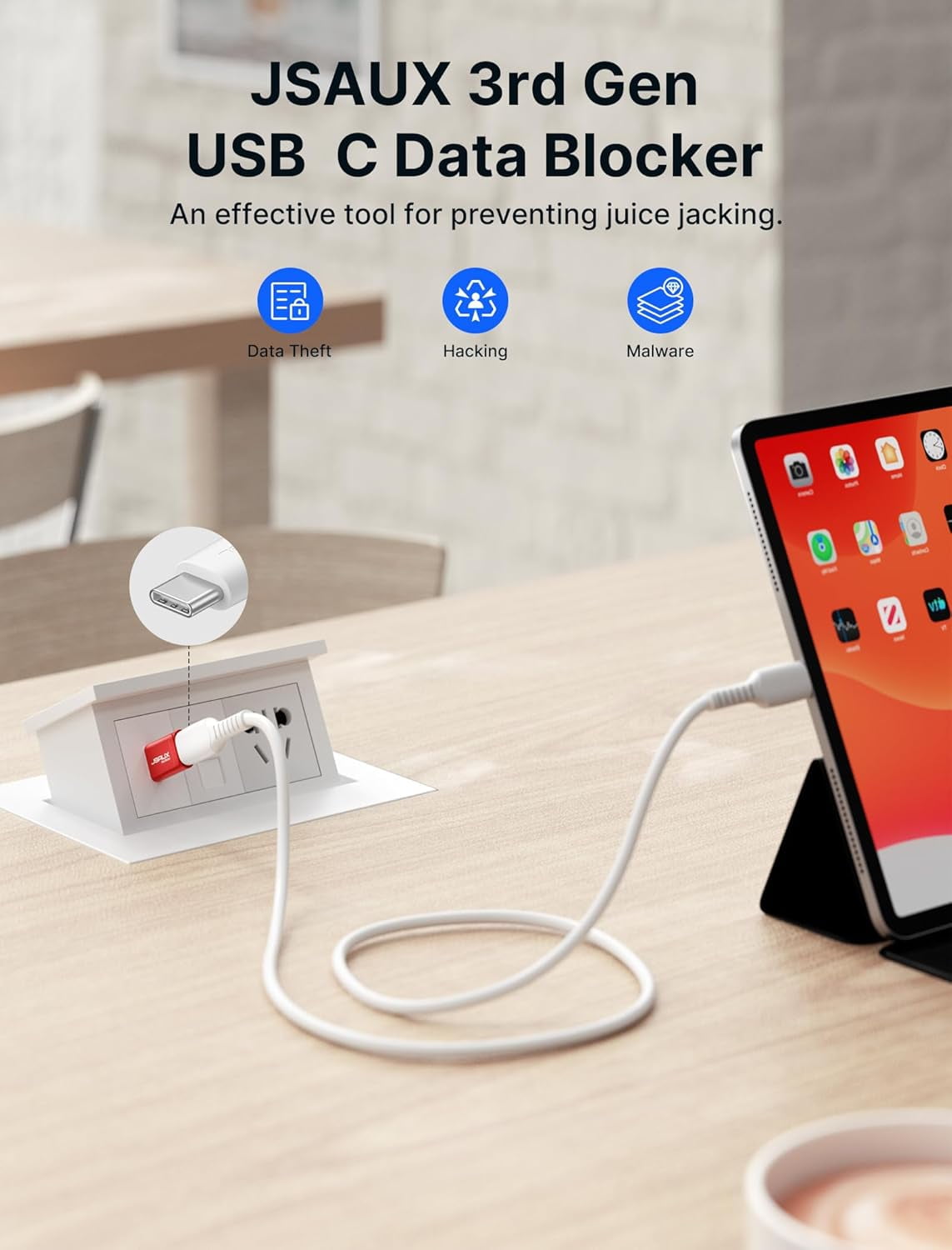 SLFR-USB C Data Blocker, (4-Pack) USB A to USB C Female Defender Only ...