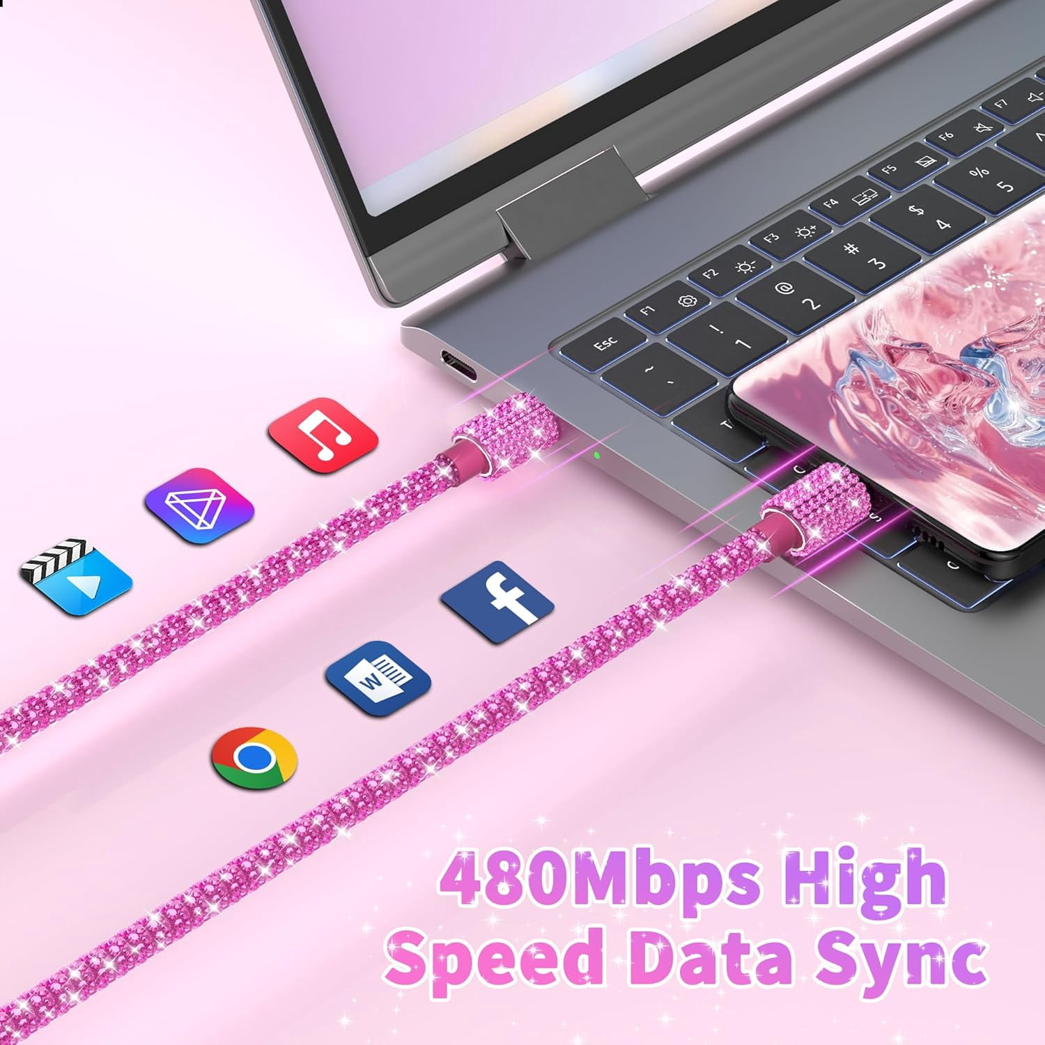 SLFR-USB C to USB C Cable for iPhone 17 Charging Cord Pink Type C 4FT ...