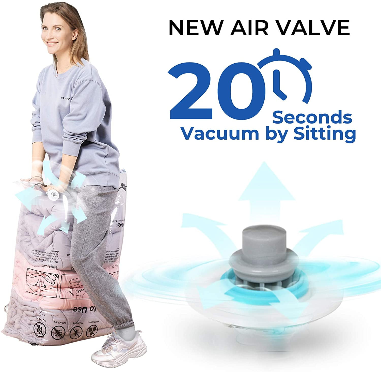 SLFR-Vacuum Storage Bags, Compressed Air by Sitting, No Pump Needed ...