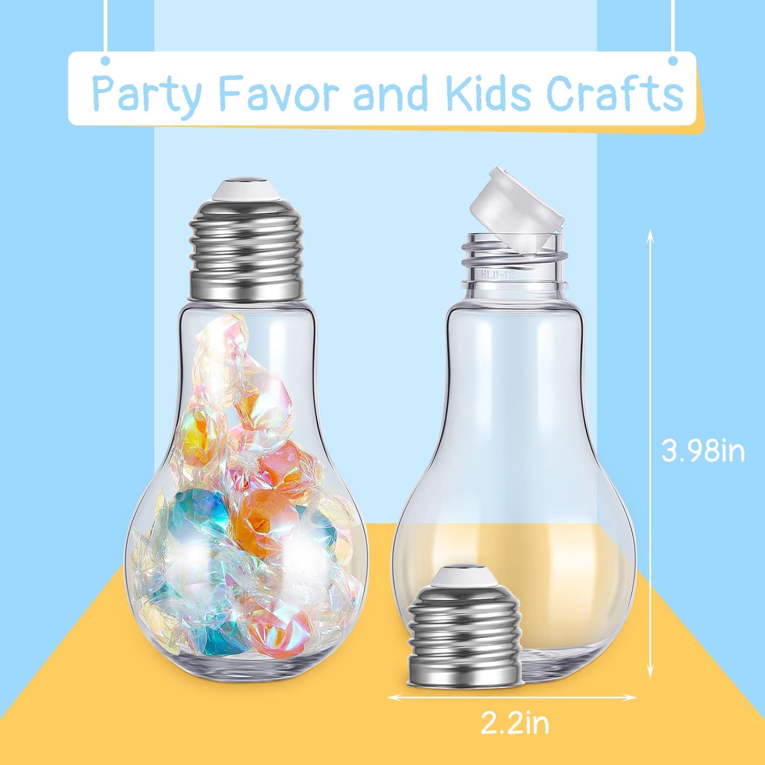 SLFS-36 Pcs Plastic Light Bulb Jars Clear Plastic Candy Jars Bulb Vase ...