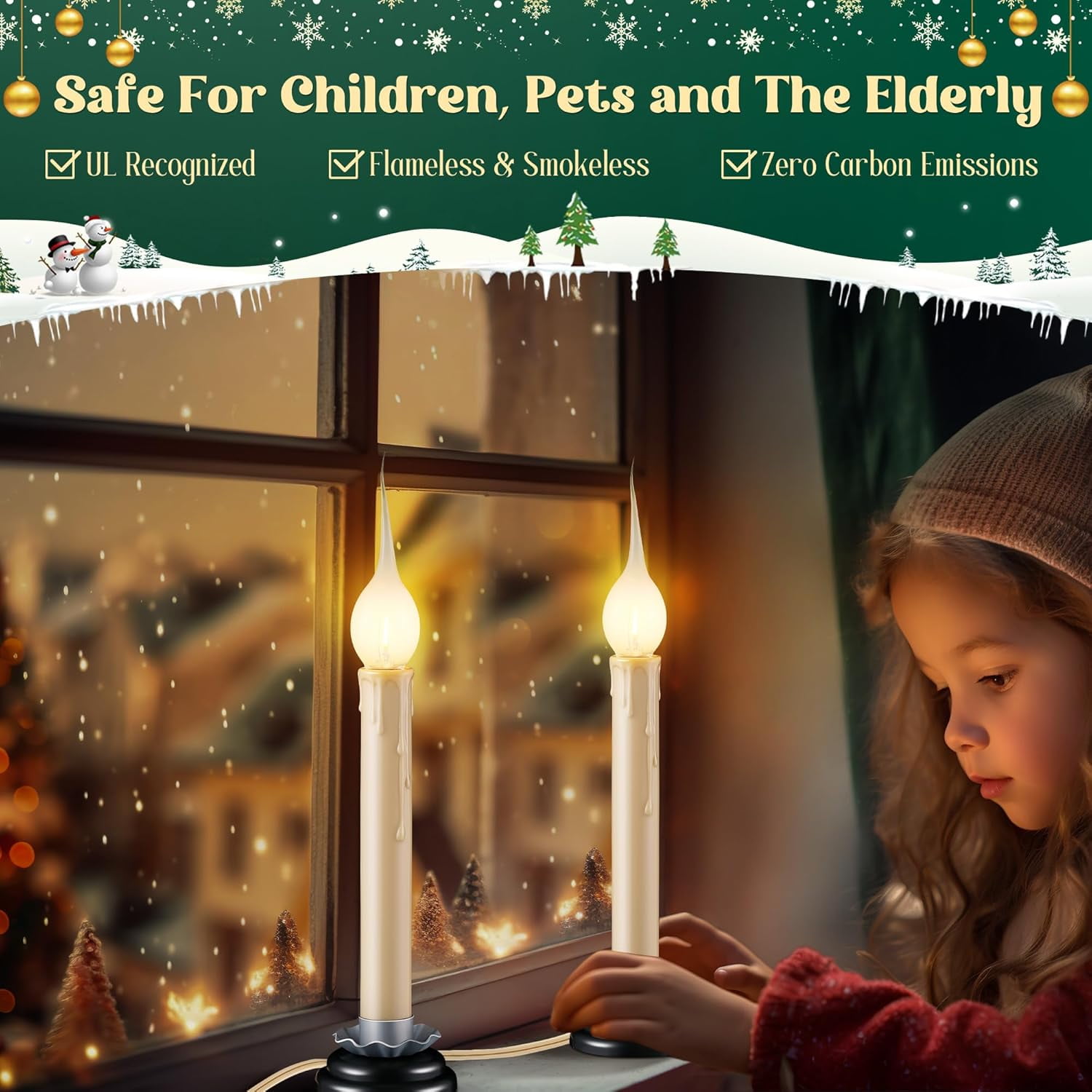 SLFS-4 Pack Electric Window Candle Lights, 7 Inch Christmas Window ...