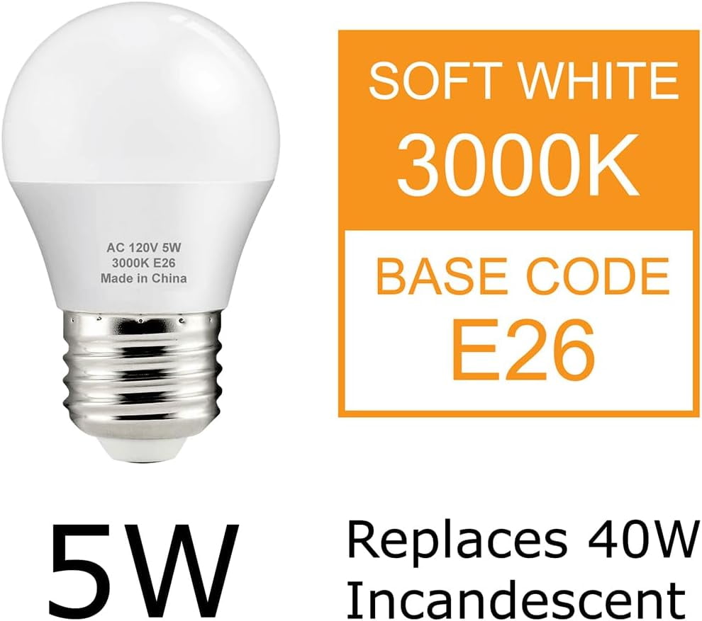 SLFS-A15 LED Bulb 5W, 3000K Soft White, A15/G45 Bulb Shape, E26 Medium ...