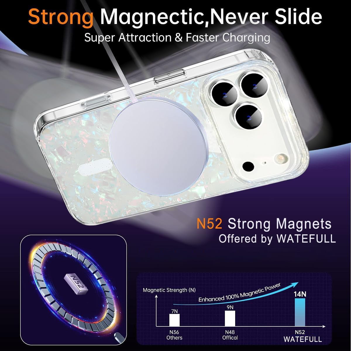 SLFS-Case Compatible iPhone 17 Pro MagSafe Iridescent Glitter Sparkly ...