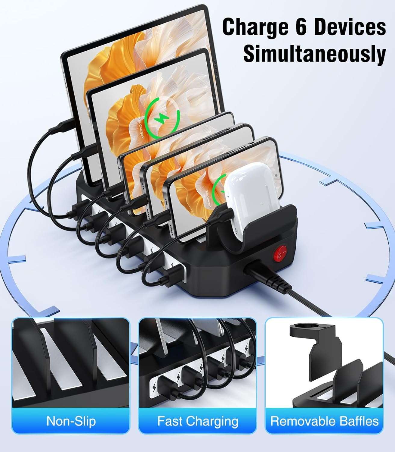 SLFS-Charging Station for Multiple Devices: 6 Port USB Charger Stations ...