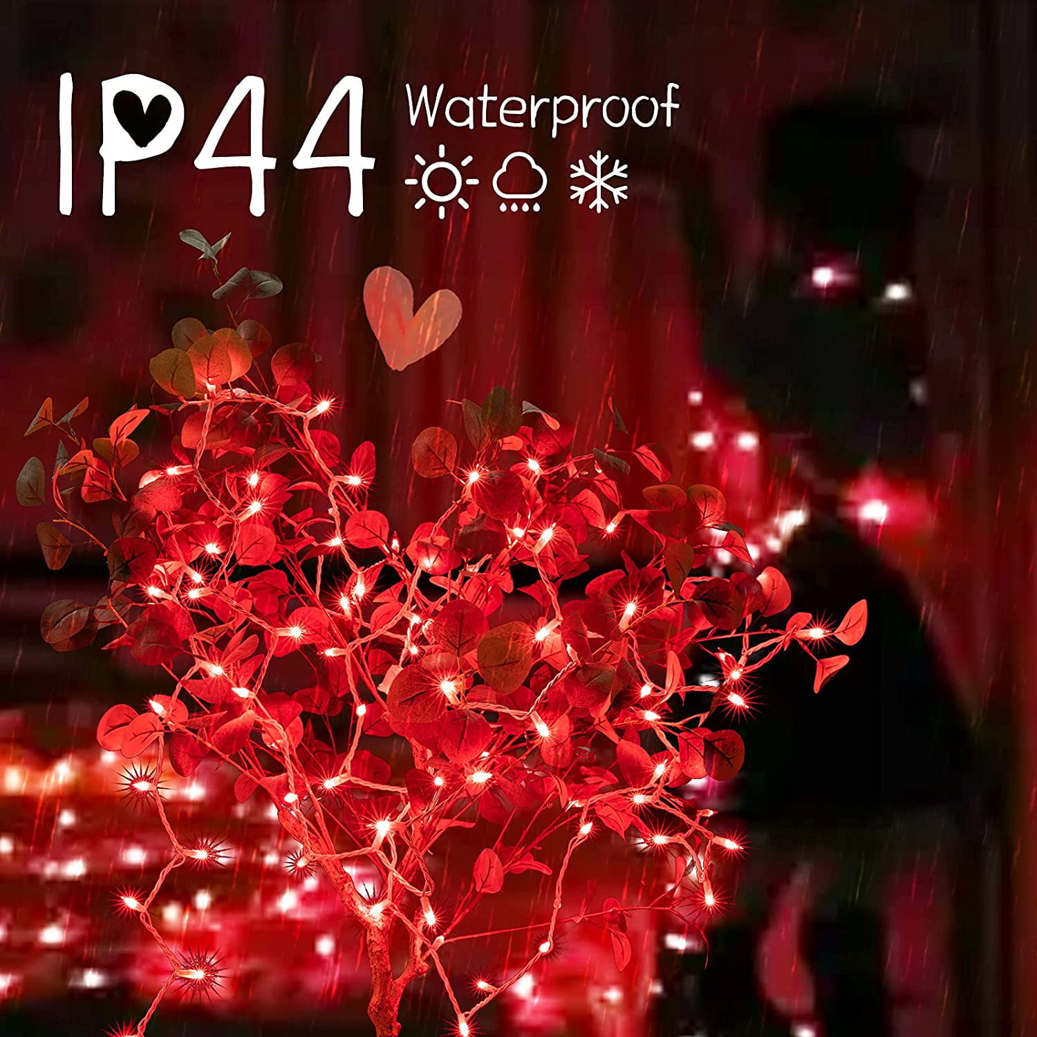 SLFS-Christmas Red Mini String Lights, 100 Count 26.5 Feet Detachable ...