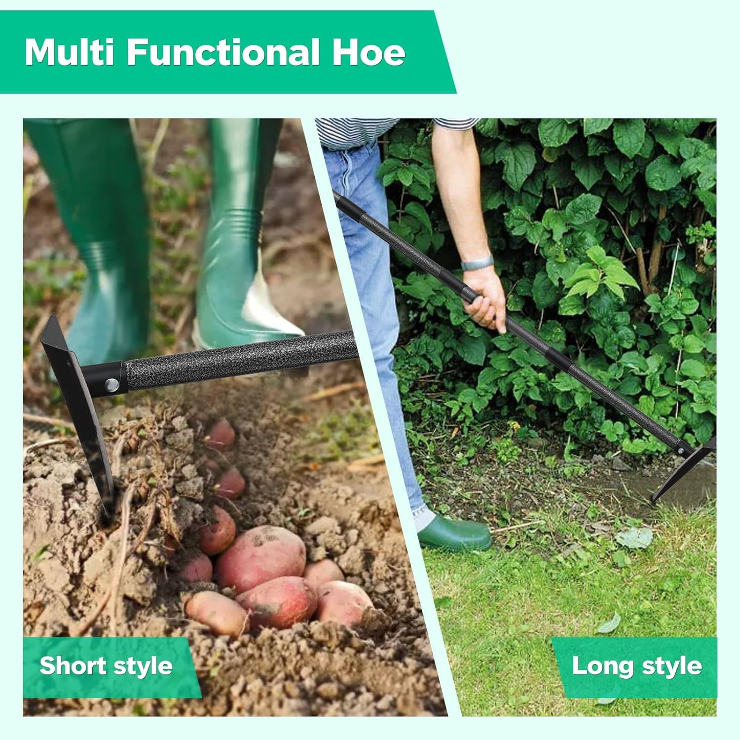 SLFS-Garden Hoe, Heavy Duty Trenching Hoes with 60 Inch Long Handle ...