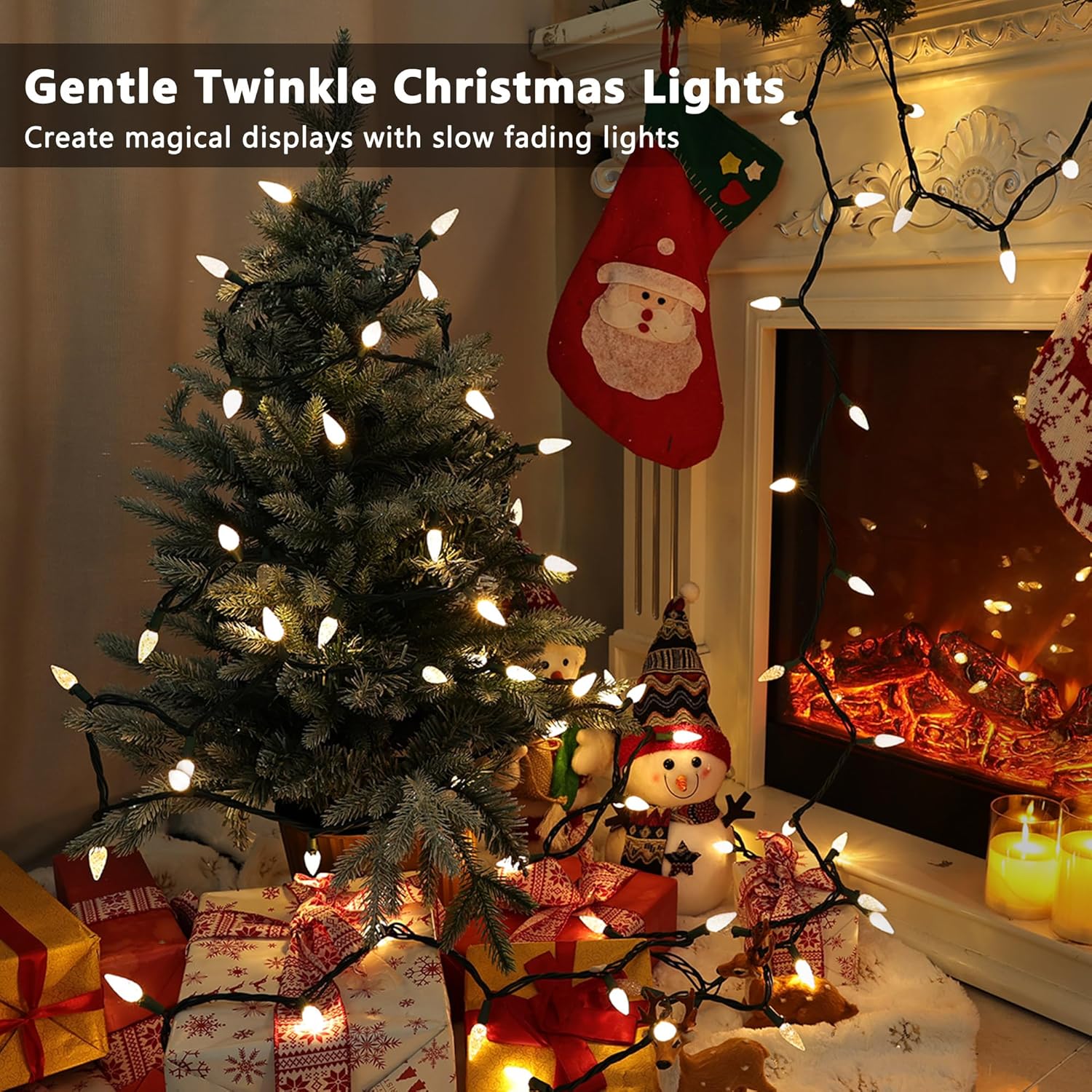 SLFS-Gentle Twinkle Christmas Lights, 33ft 100 LED Christmas String ...