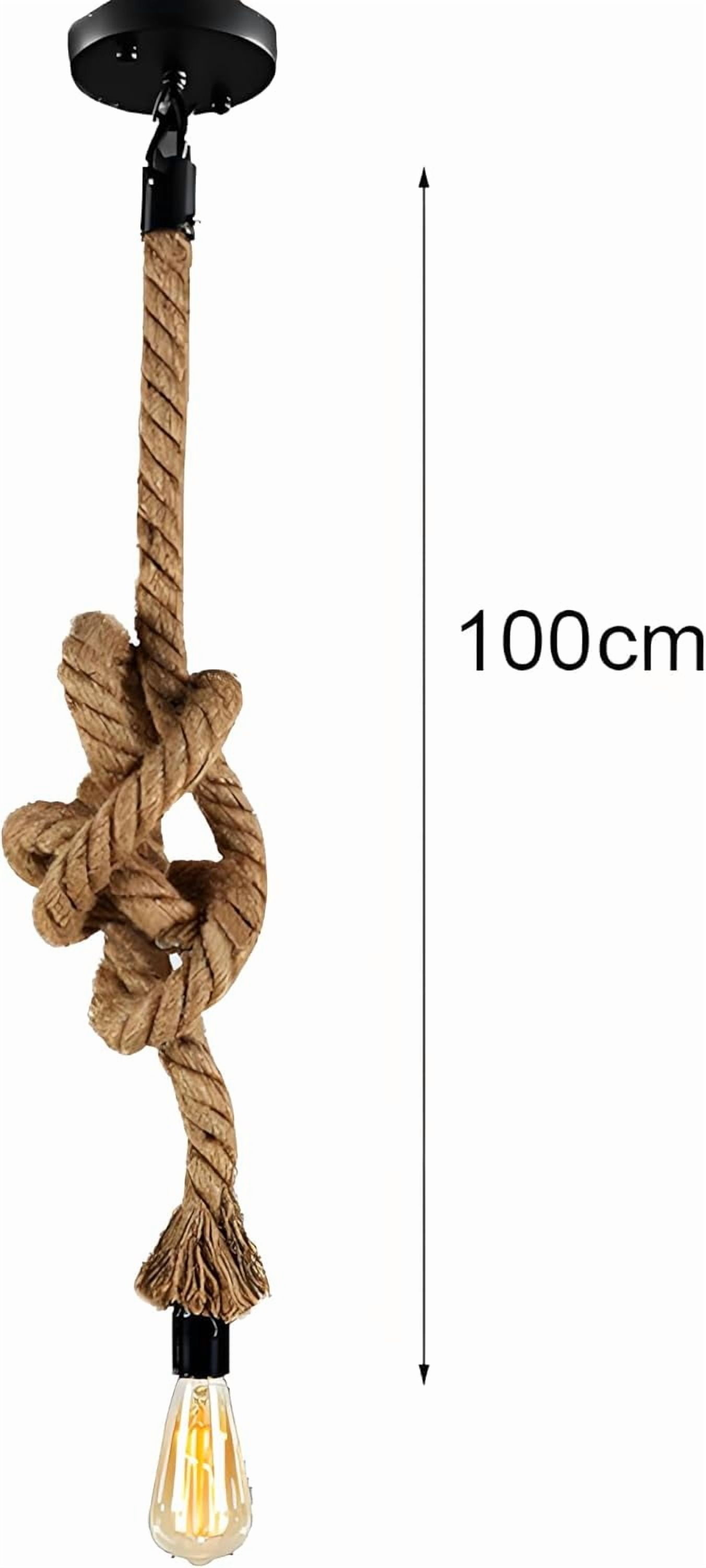 SLFS-Hemp Rope Pendant Light Fixture E26/E27 Base, Vintage Ceiling Lamp ...