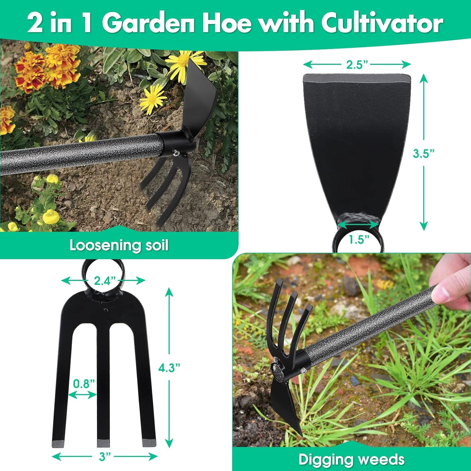 SLFS-Hoe Garden Tool,45 Inch Long Garden Hoe and Cultivator, Garden ...