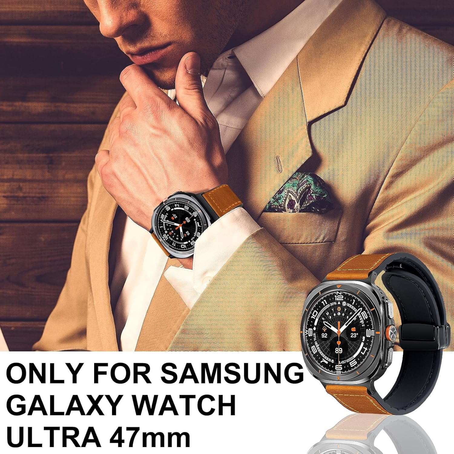 SLFS-Magnetic Leather Watch Band Compatible with Samsung Galaxy Watch ...