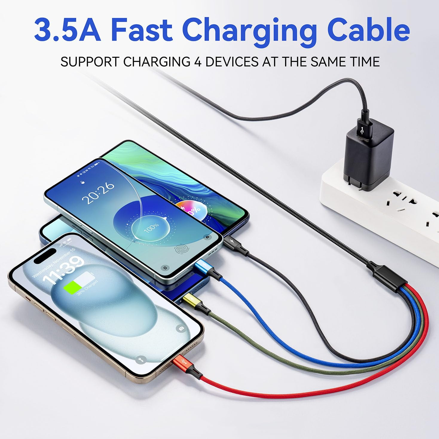 SLFS-Multi Charging Cable, 3Pack 4FT Multiple Fast Charging Cord 4 in 1 ...