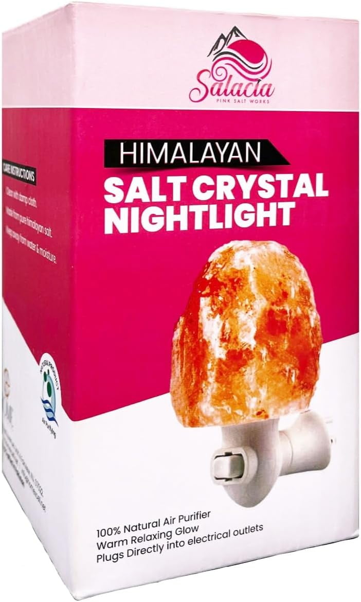 SLFS-Natural Pink Himalayan Rock Salt Plug in Night Light with On/Off ...
