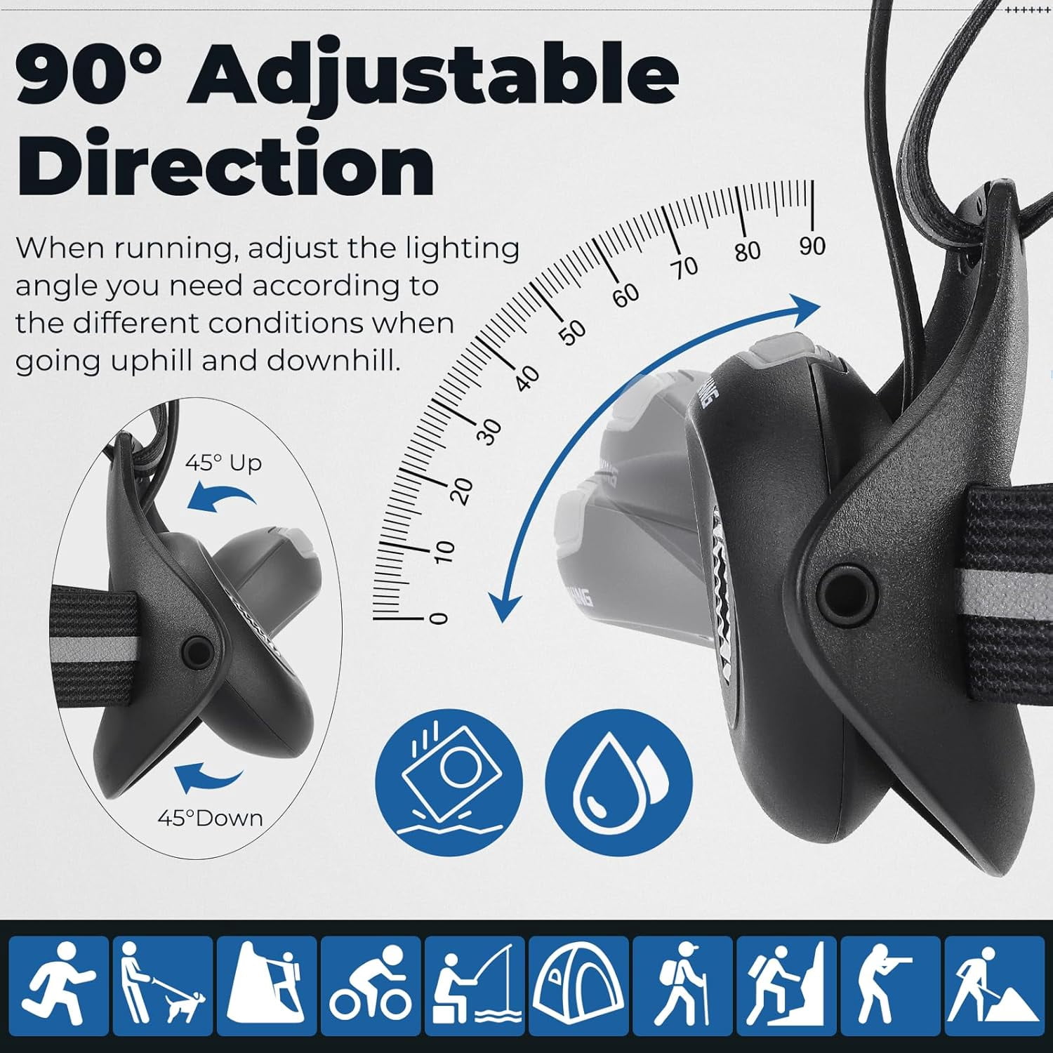 SLFS-Night Running Lights, USB Rechargeable Chest Light with 90 ...