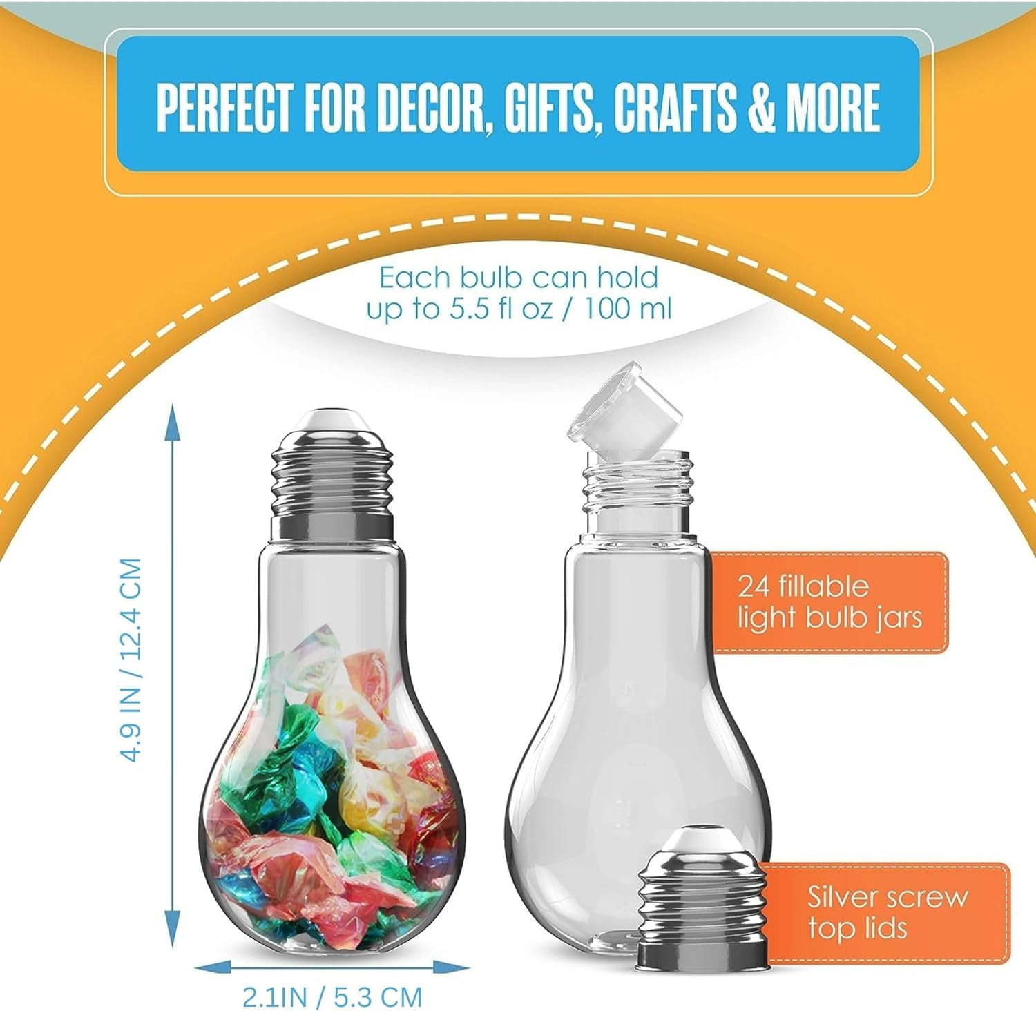 SLFS-Plastic Light Bulbs, Fillable Light Bulbs, Fake Lightbulb, Plastic ...