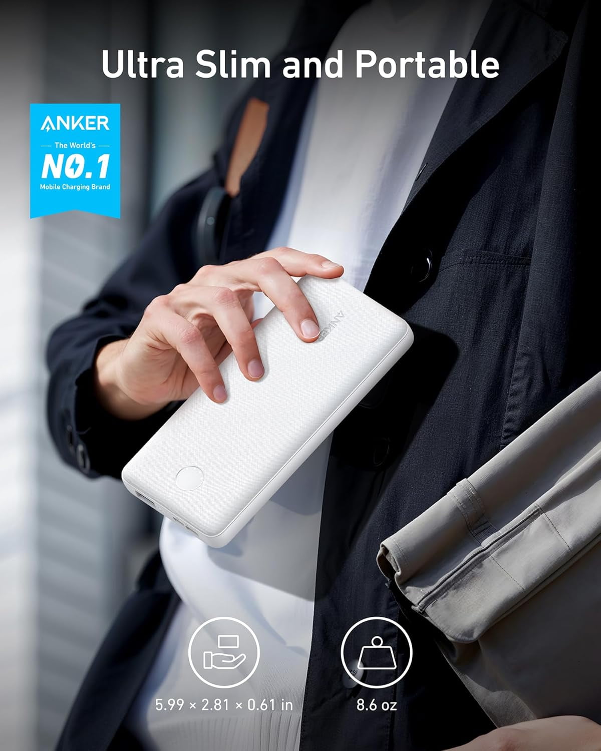SLFS-Power Bank(PowerCore 10K), Compact Travel-Ready 10,000mAh Battery ...