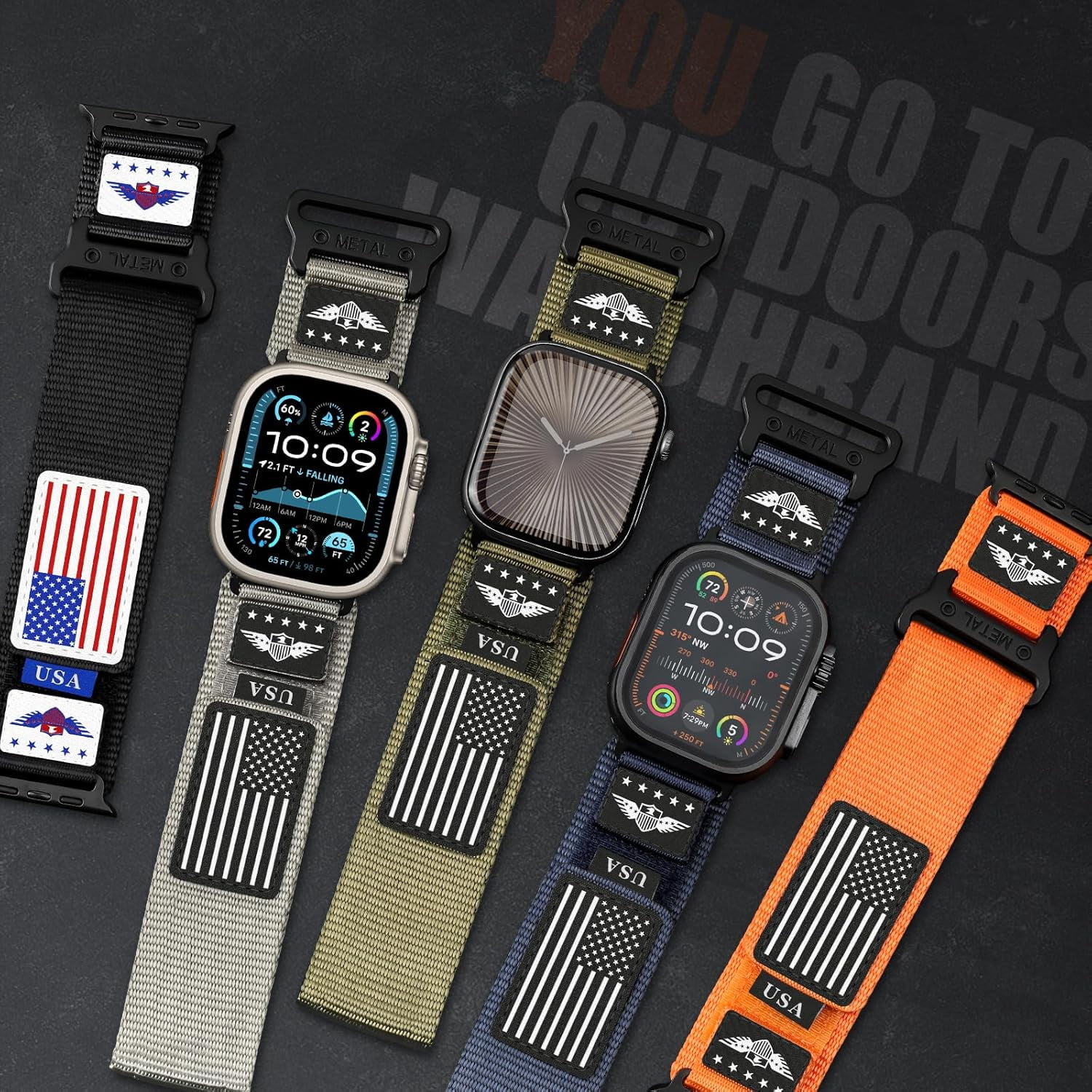 SLFS-Rugged Nylon for Apple Watch Band for Men 42mm 41mm 40mm 38mm ...