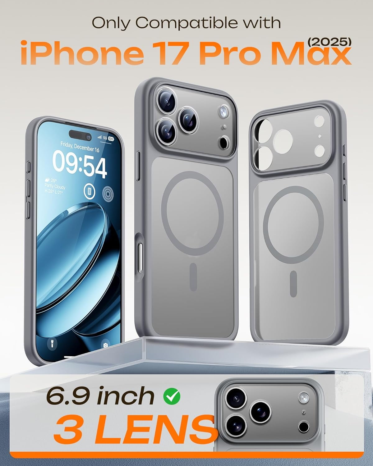 SLFS-for 17 Pro Max Case, Full Camera Protection, Built-in Magnetic ...