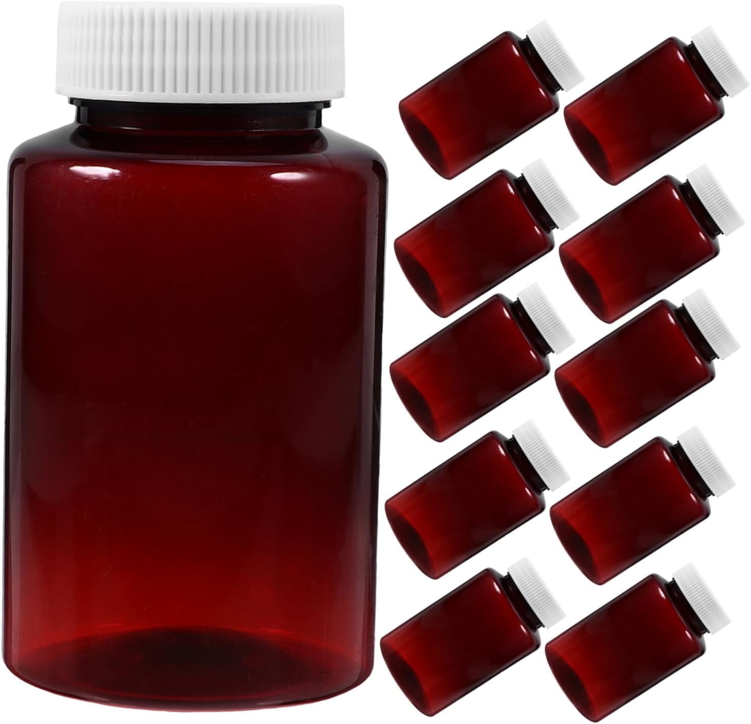 SLGHLSAHG 12pcs Brown Plastic Bottle Pills Medicine Storage Container ...