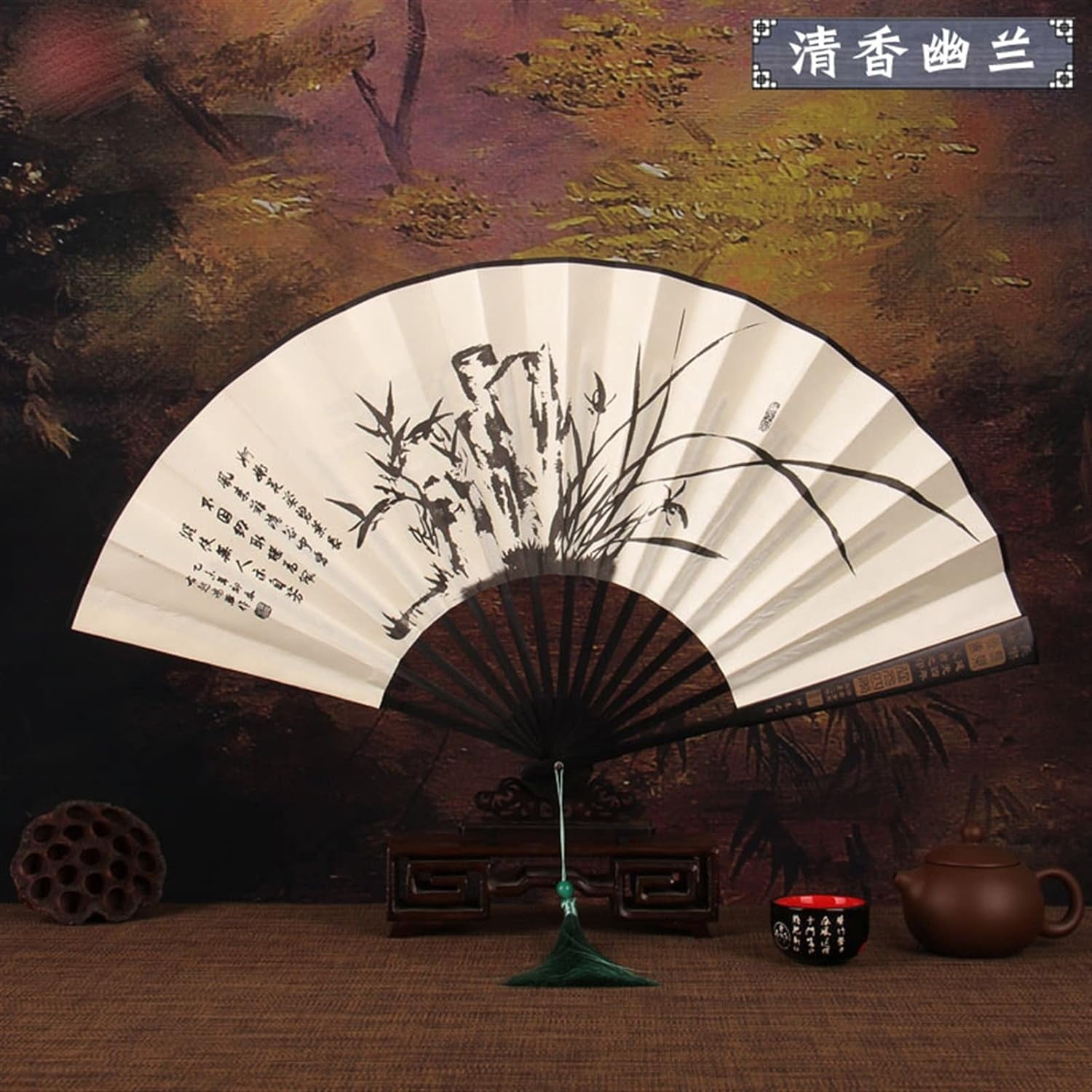 SLGHLSAHG Folding Hand Fan Retro Style Men's Big Folding Fan with Fan ...