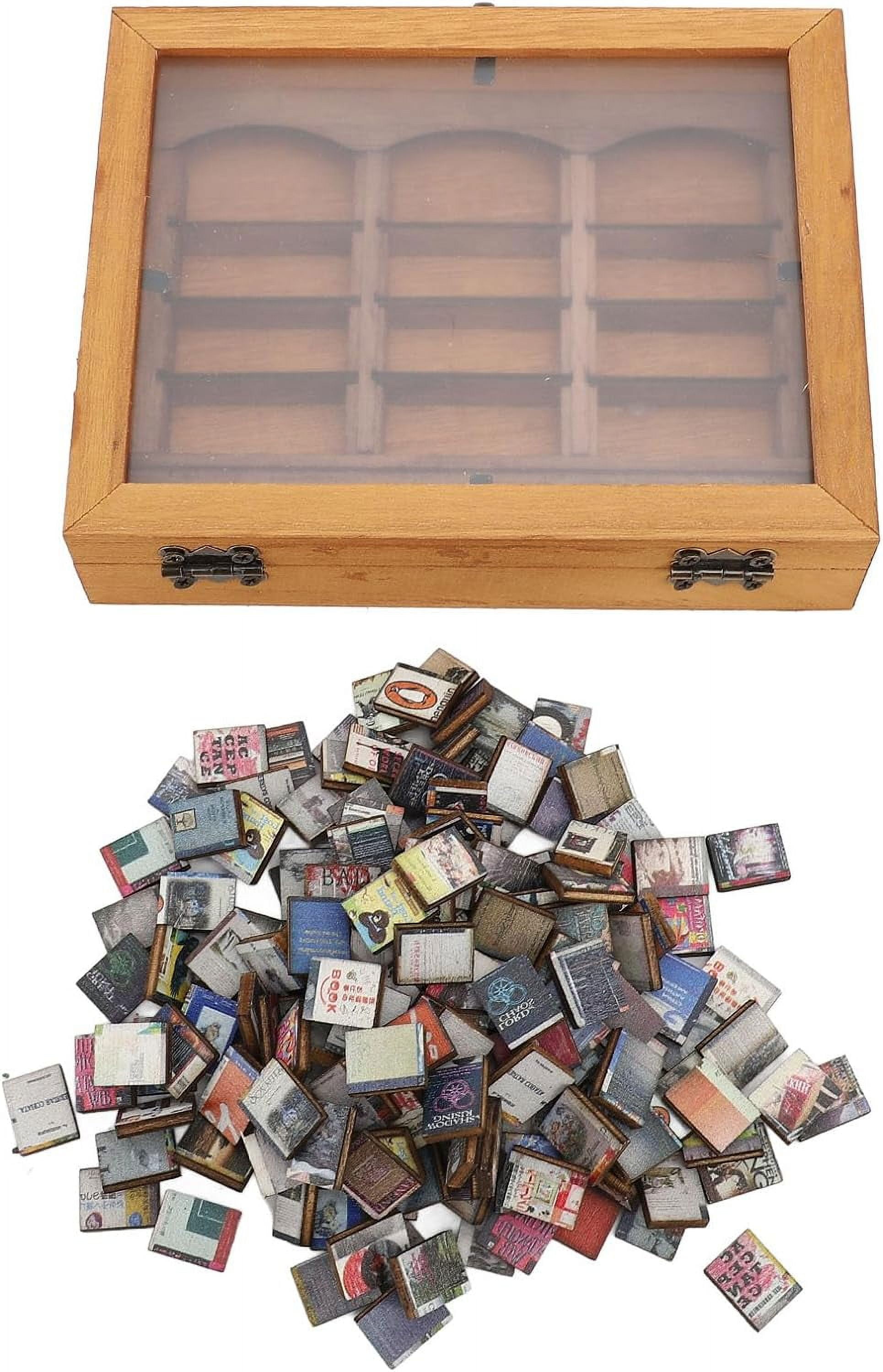 SLGHLSAHG Pocket Bookshelf Anxiety Toy, Wooden Miniature Book Boxes ...