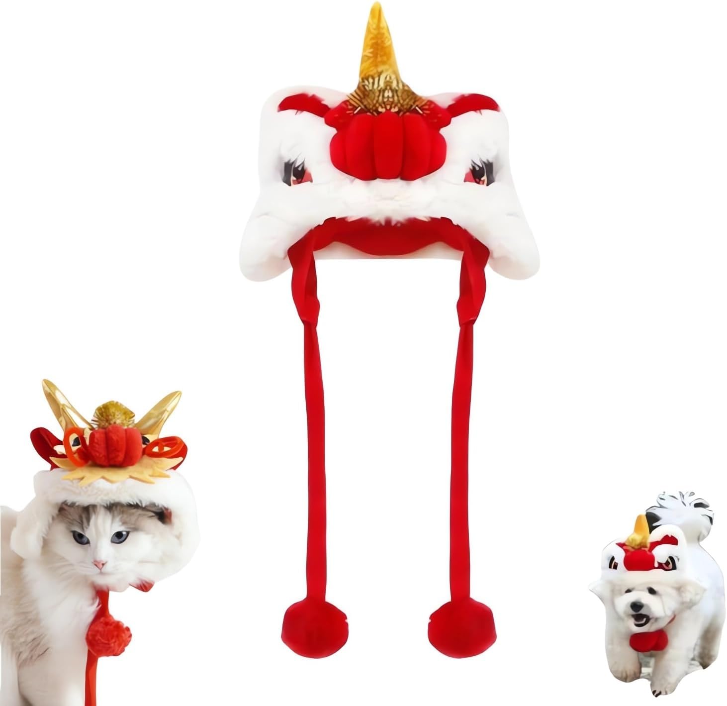 SLGHLSAHG Year of Dragon Dog Cat Hat - Dance Lion Pet Costume, Chinese ...
