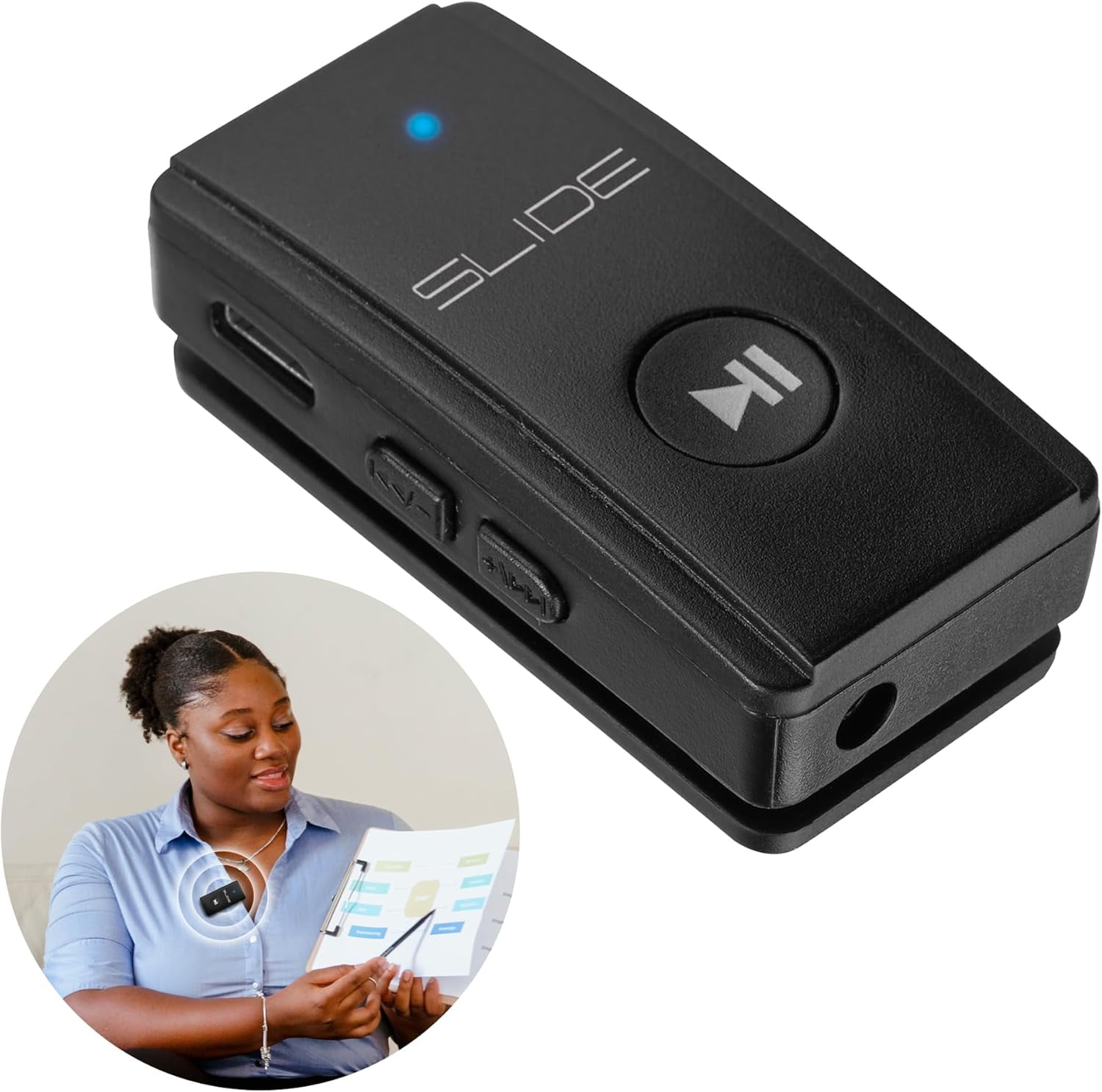 SLIDE Clip On Mini Wireless Microphone - Bluetooth Wireless Mic with 3 ...