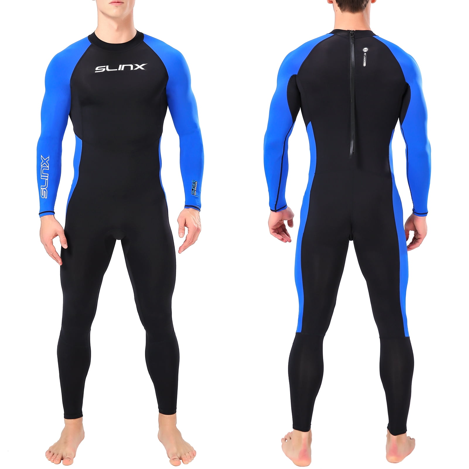 SLINX One Piece Quick Wetsuit Long Sleeve Back Zipper Swimsuit for ...