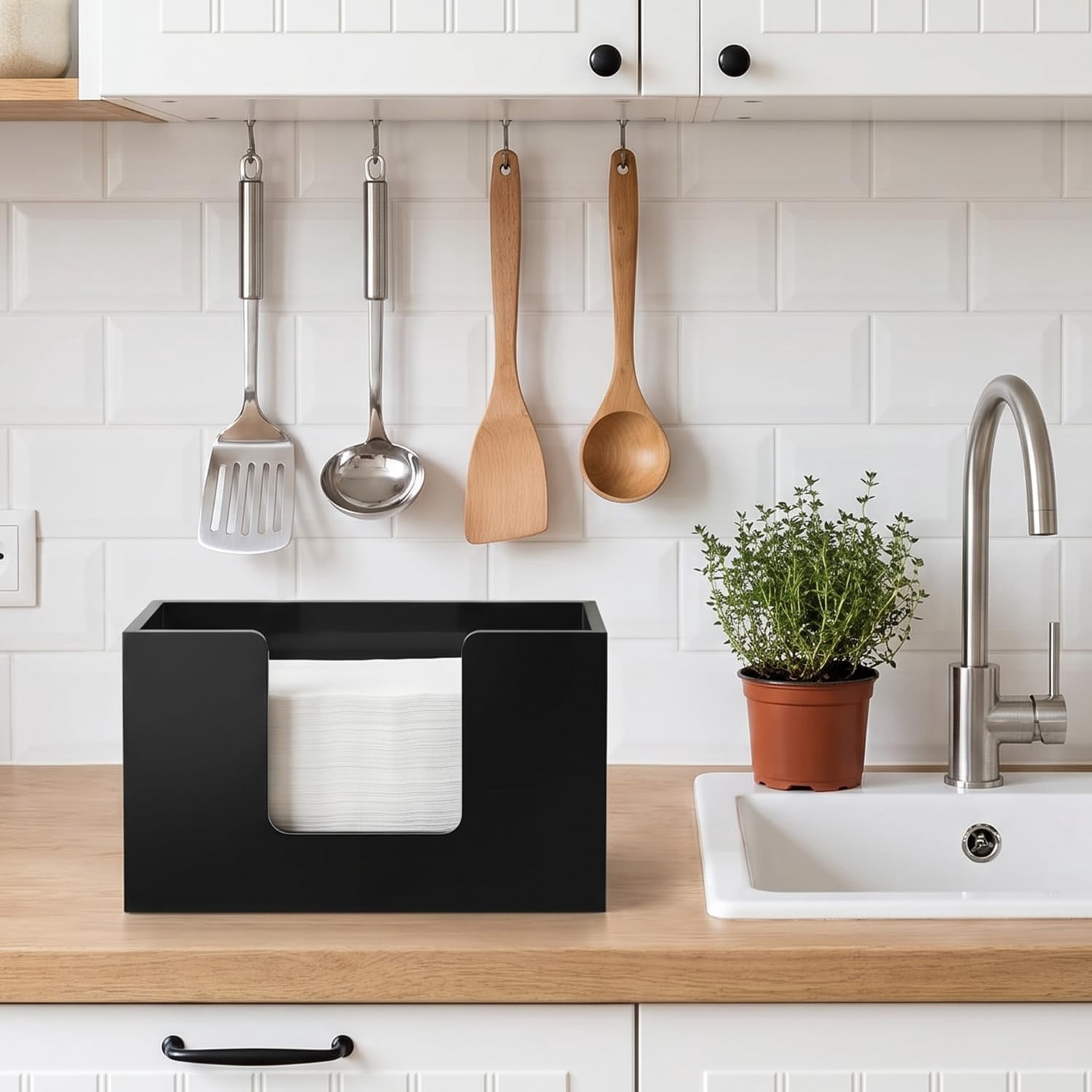 SLKOHDZ-Wooden Paper Towel Dispenser Countertop Paper Towel Holder ...