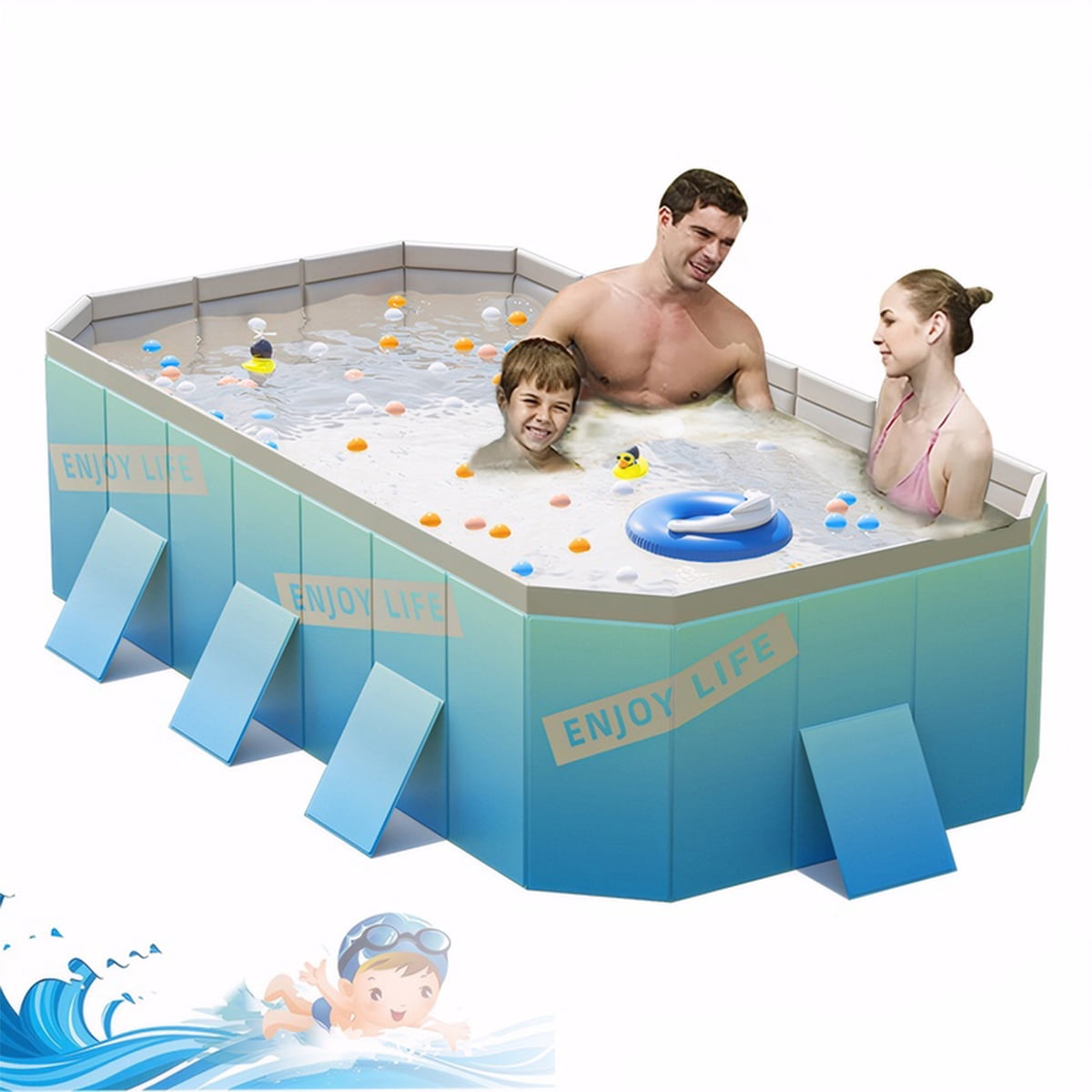 SLLINGLUO Foldable Swimming Pool Kiddie Pool Above Ground Pool for ...