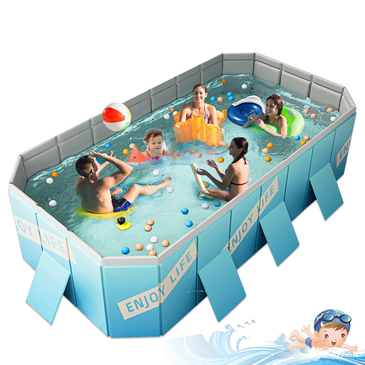 SLLINGLUO Foldable Swimming Pool Kiddie Pool Above Ground Pool for Kids ...