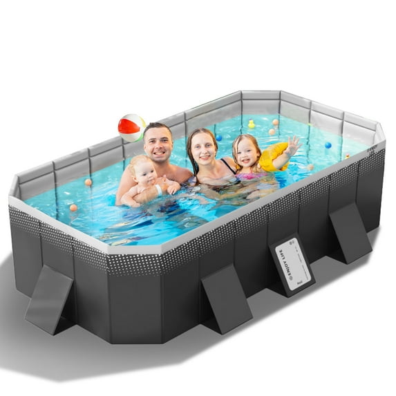 SLLINGLUO Foldable Swimming Pool for Kids & Adults, Above Ground Pools ...