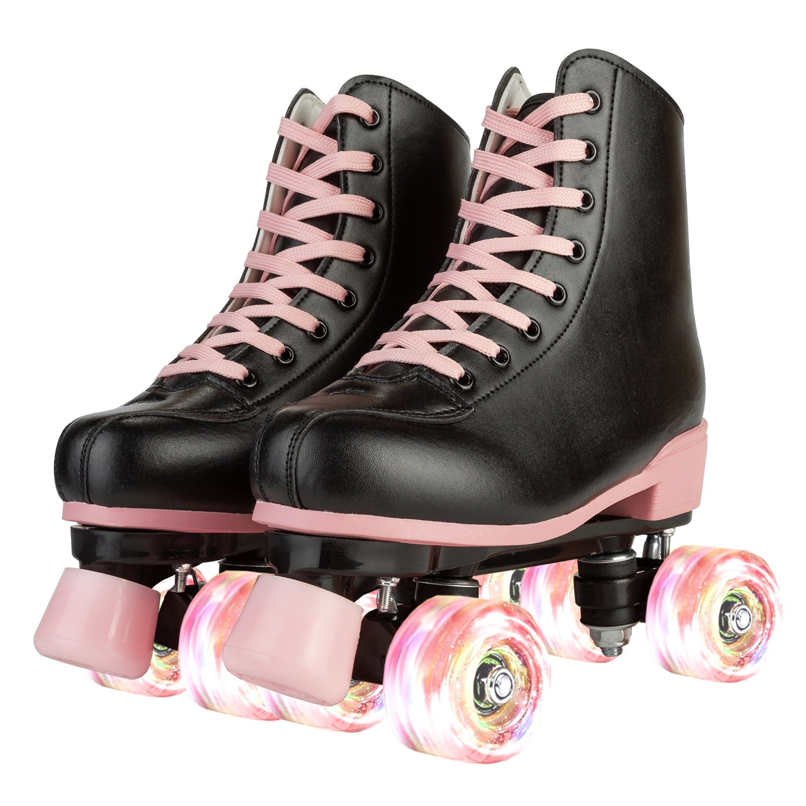 SLLINGLUO Roller Skates for Girls, High-Top Double Row Leather Quad ...