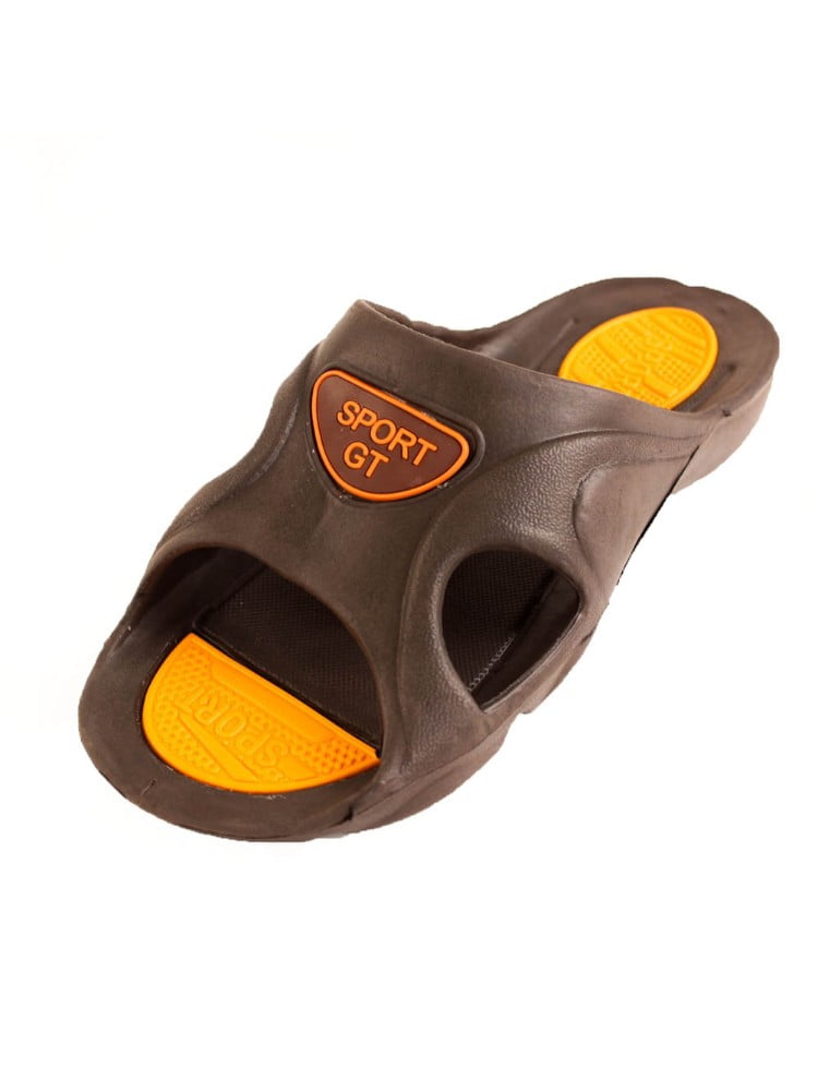 SLM Men's Active Slip On Classic Black Slide Sandals - Walmart.com