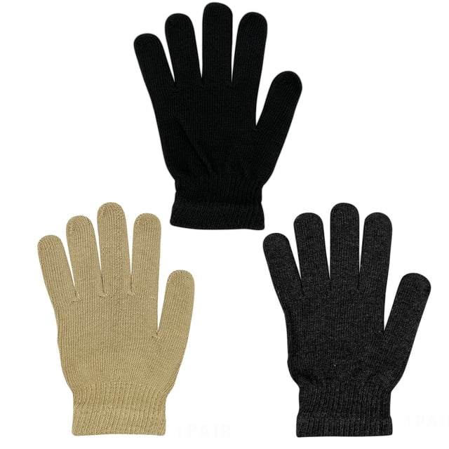 SLM Men's Pair Warm Winter Knit Gloves Soft Stretch Full Finger Mittens ...