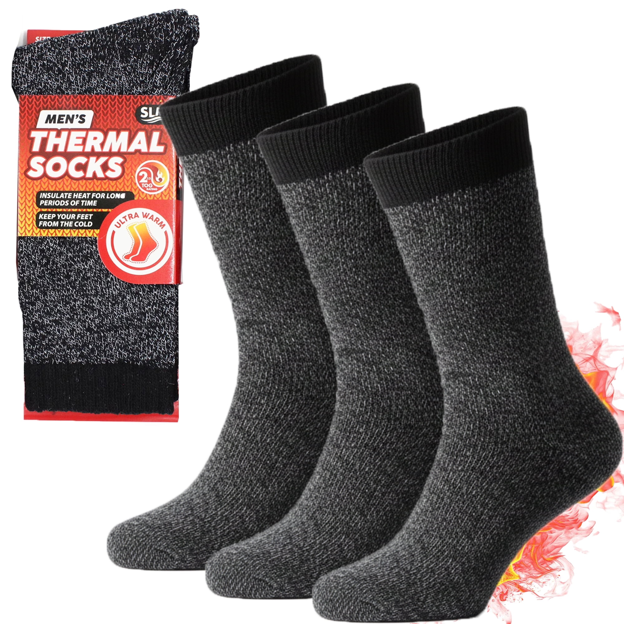SLM Men's Thermal Heat Socks, Heavy Duty Insulated Warm Winter Boot ...