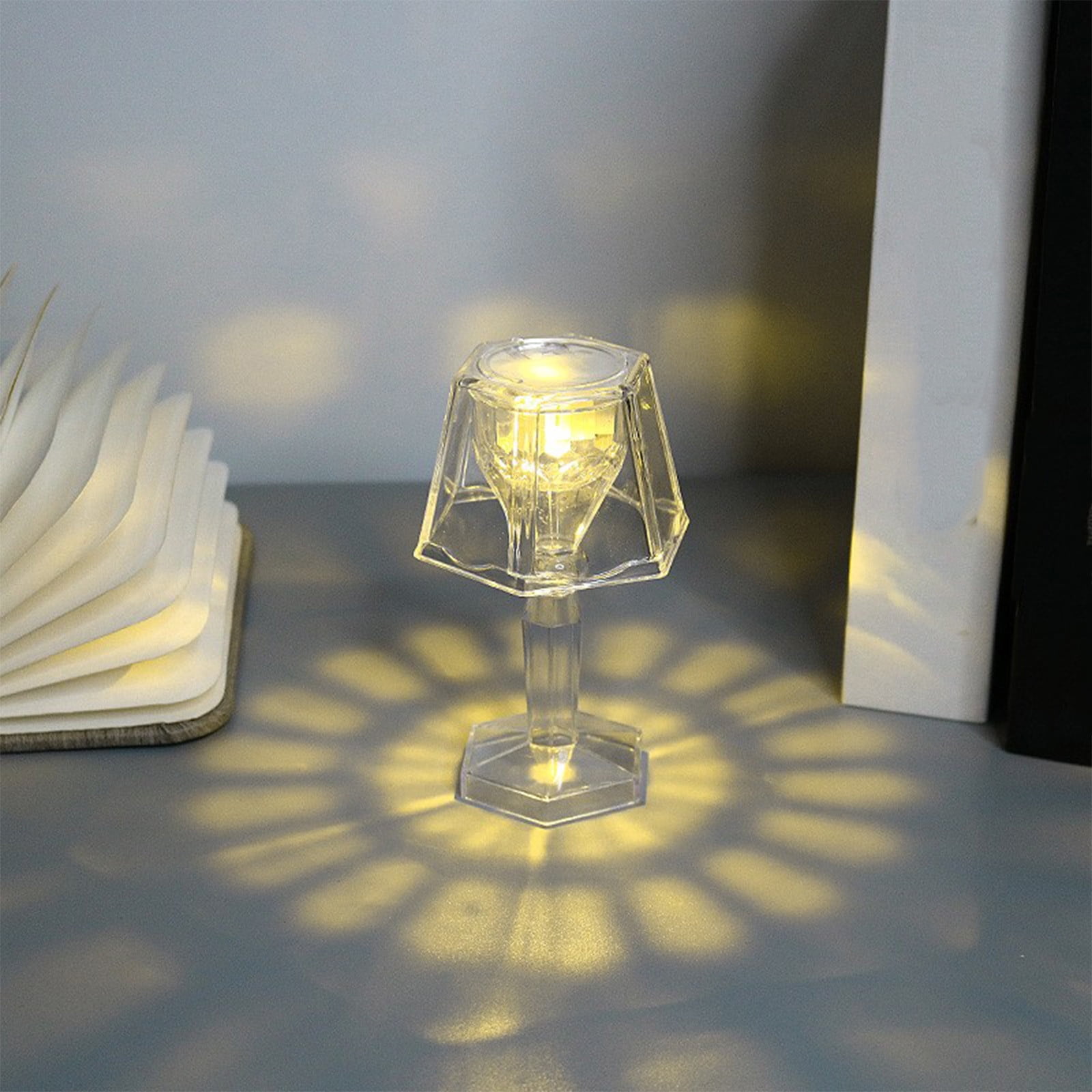 SLMOTUAE Exquisite Crystal Table Lamp, Transparent Soft Eye-Care Table ...