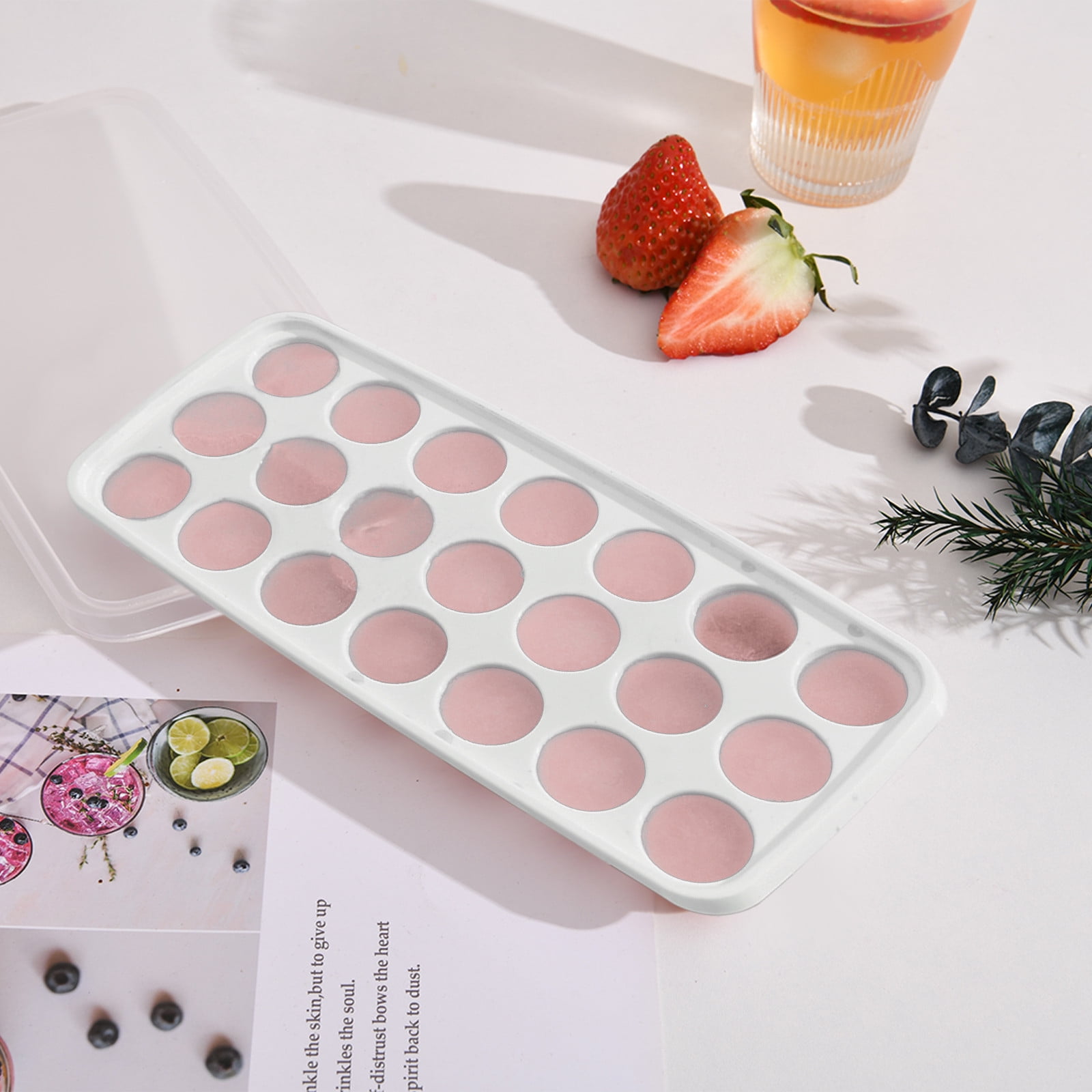 SLMOTUAE Ice Grids with Spill-Proof Lids, Stackable Ice Trays for ...