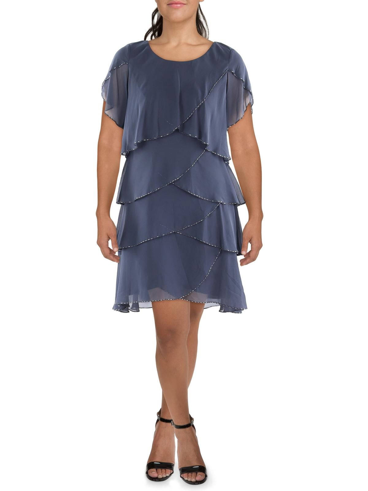 SLNY Womens Chiffon Beaded Shift Dress - Walmart.com