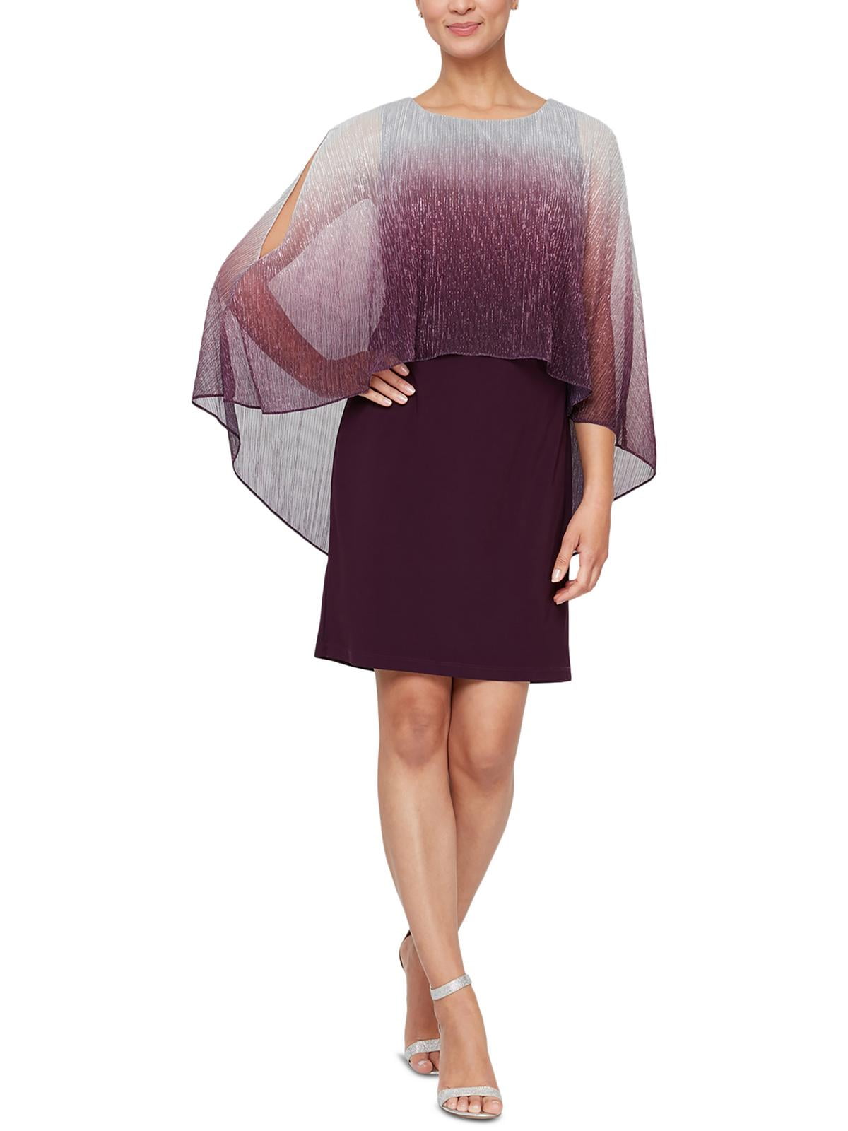 SLNY Womens Shimmer Cape Sleeves Sheath Dress - Walmart.com
