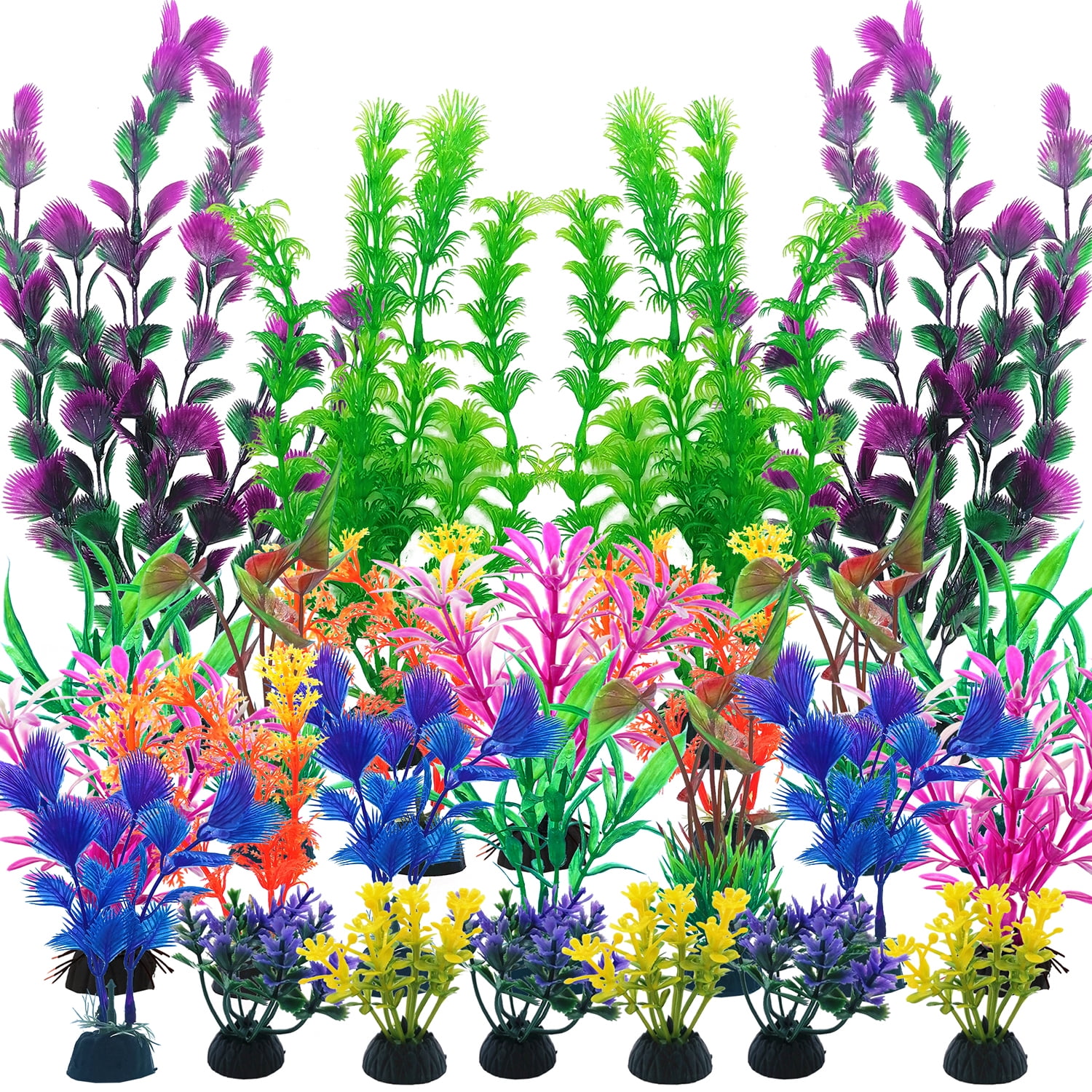 SLOCME 25 Pack Artificial Aquarium Plants Set – Colorful Plastic Fish ...