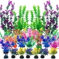 SLOCME 25 Pack Artificial Aquarium Plants Set ‚Äì Colorful Plastic ...