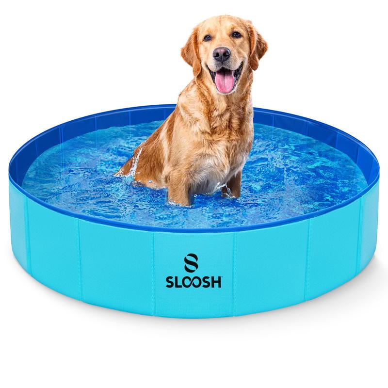 SLOOSH Foldable Dog Kiddie Pool - Portable Hard Plastic Doggie Swimming ...