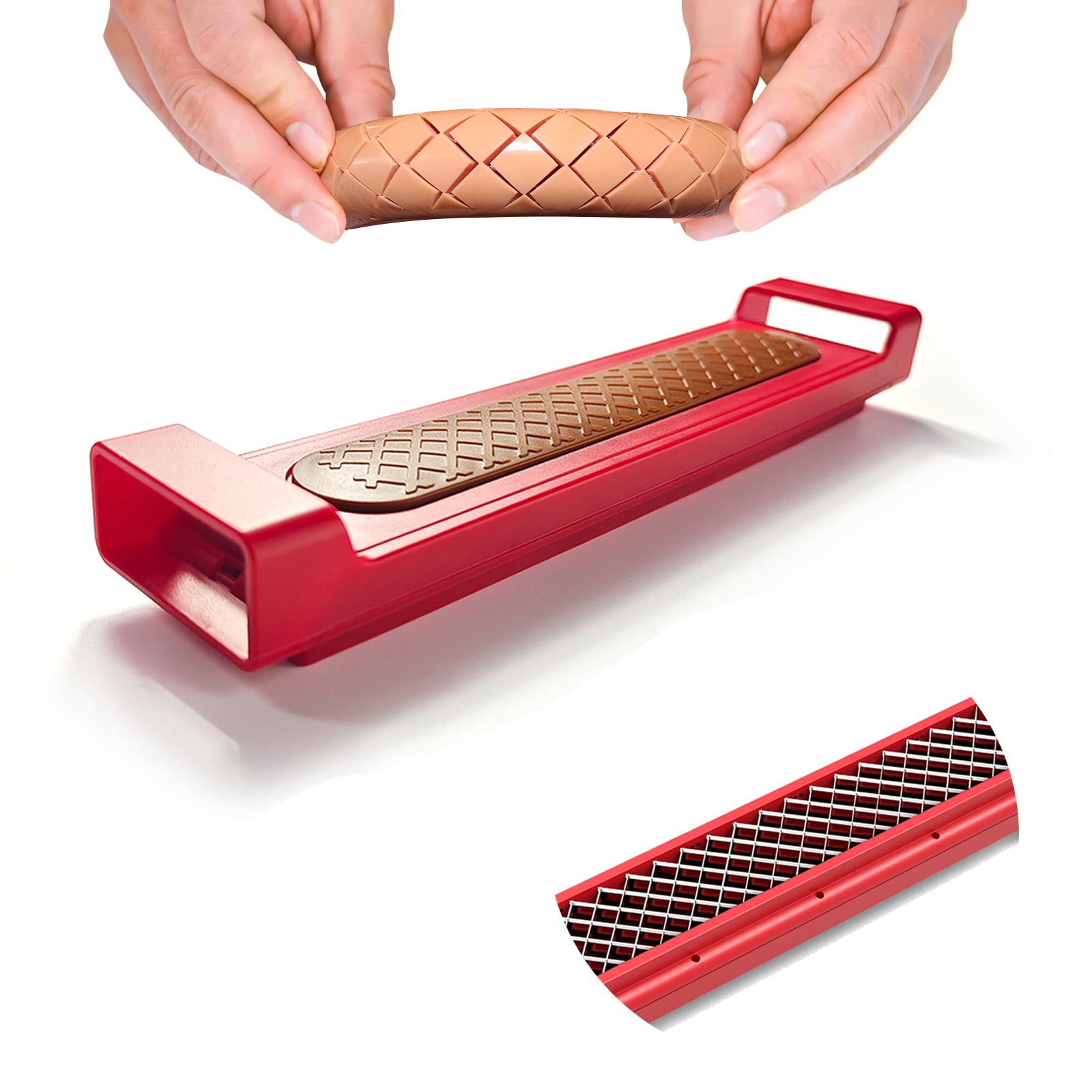 WhiteRhino Hot Dog Slicer with Stainless Steel Blades ,Sausage Cutter Slicing Tool for Grilling ...