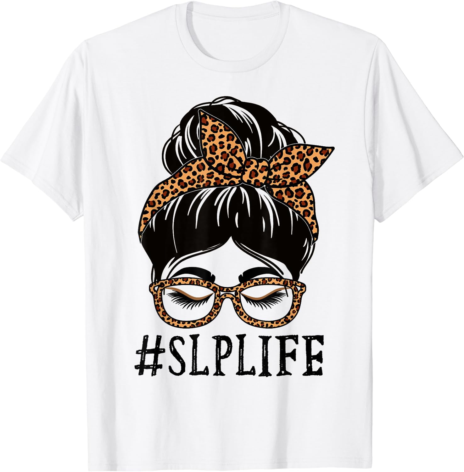 SLP Leopard Messy Bun Women Back To School T-Shirt - Walmart.com