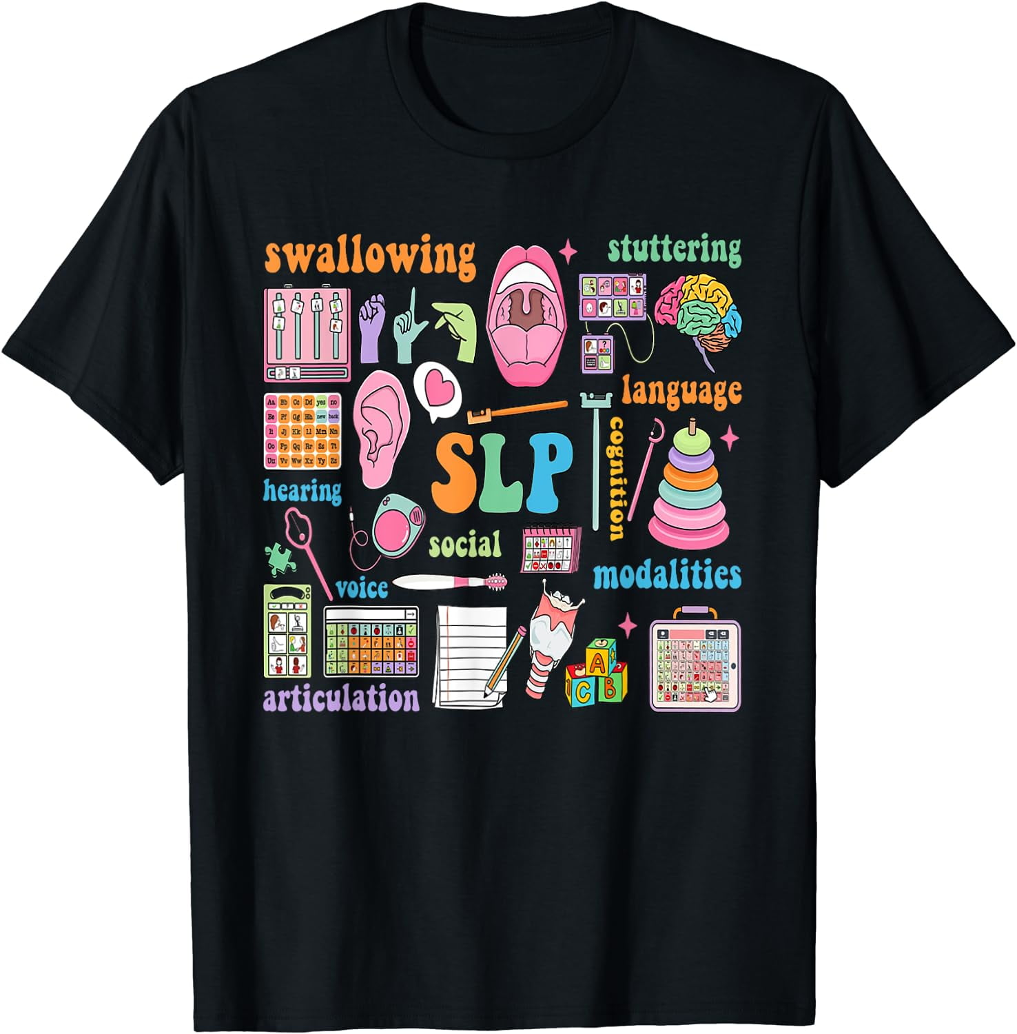 SLP Shirt Speech Language Pathologist Speech Therapy T-Shirt Black ...