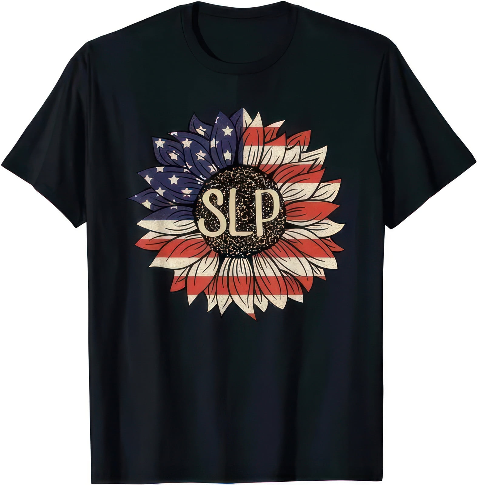 SLP Speech Therapy American Flag Sunflower 4th Of July Women T-Shirt ...
